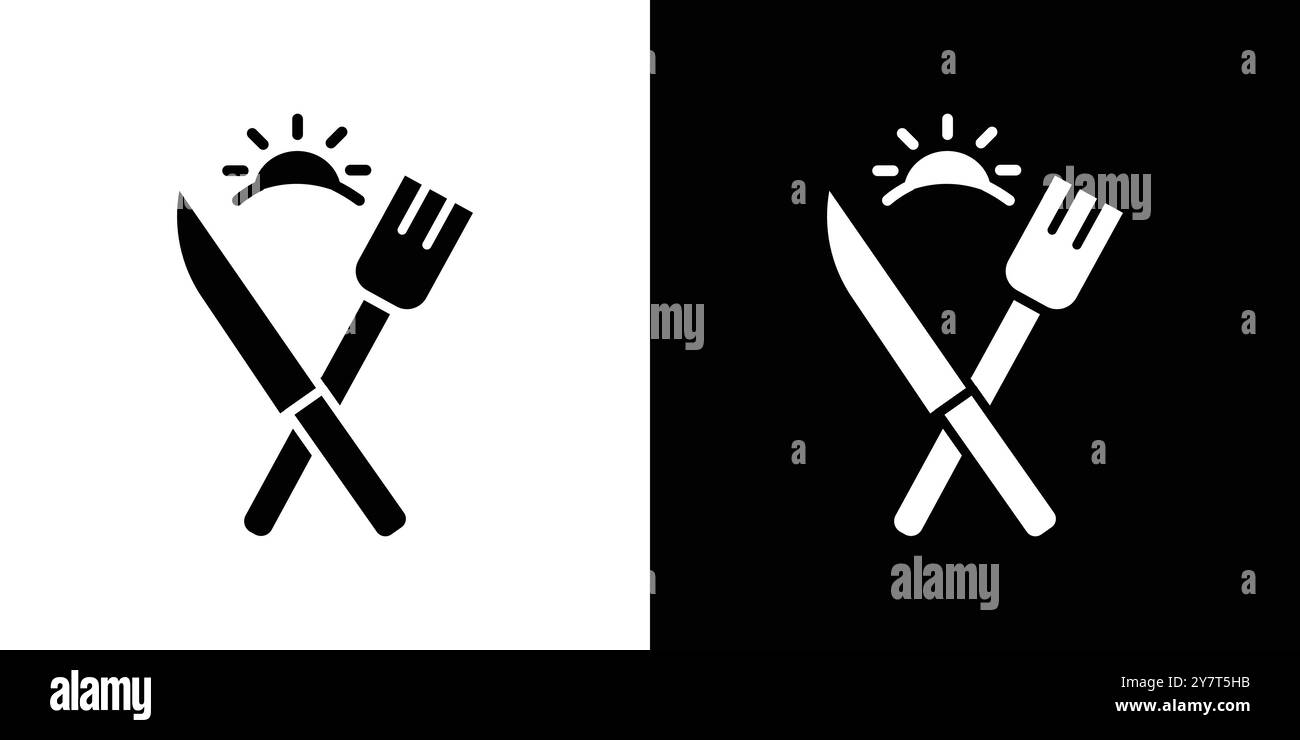 Sunrise Breakfast Icon vector line logo mark or symbol set collection ...