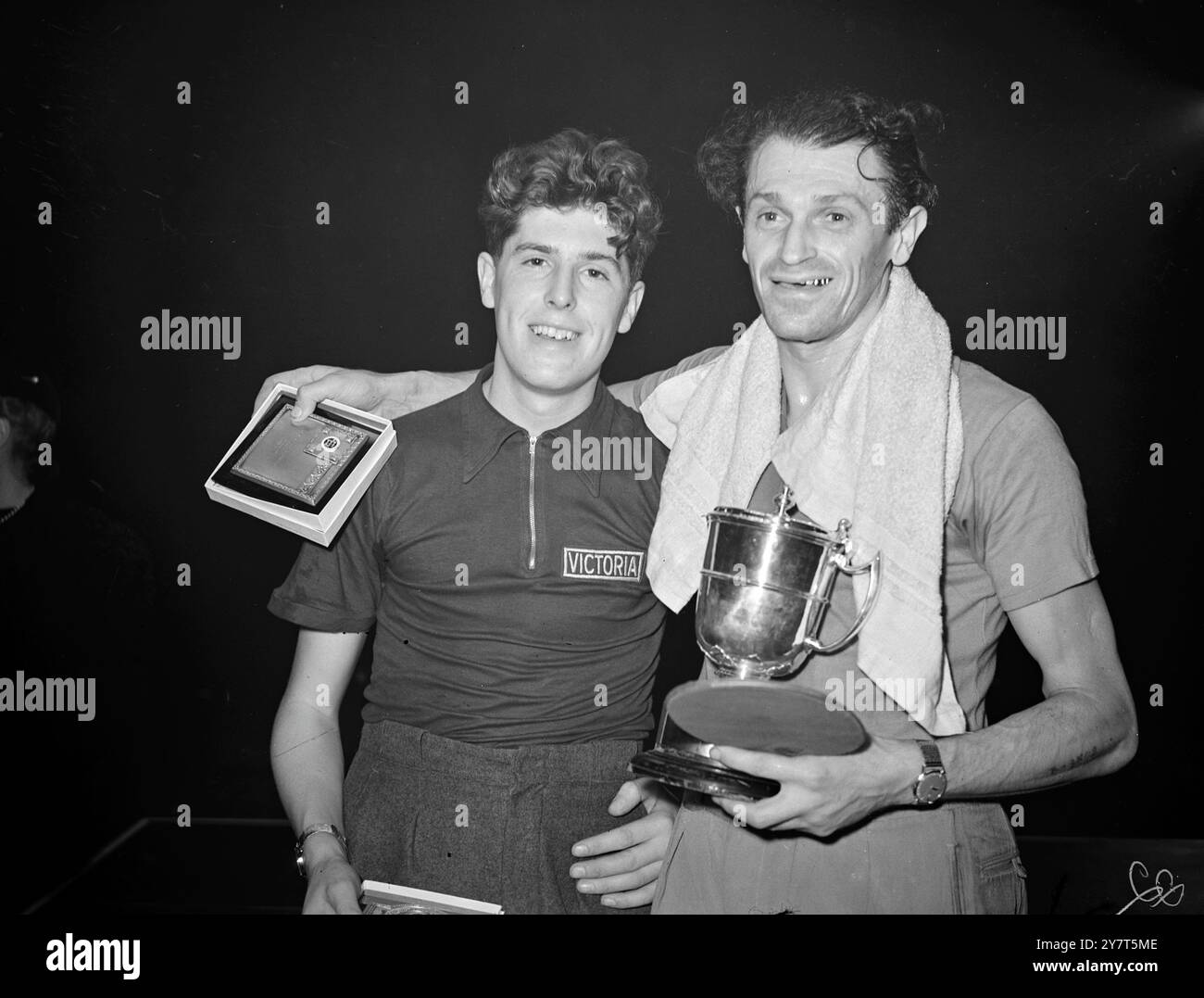 HONOURS TO FRANCE Carrying paddle , cup and prize, ALEX EHRLICH of ...