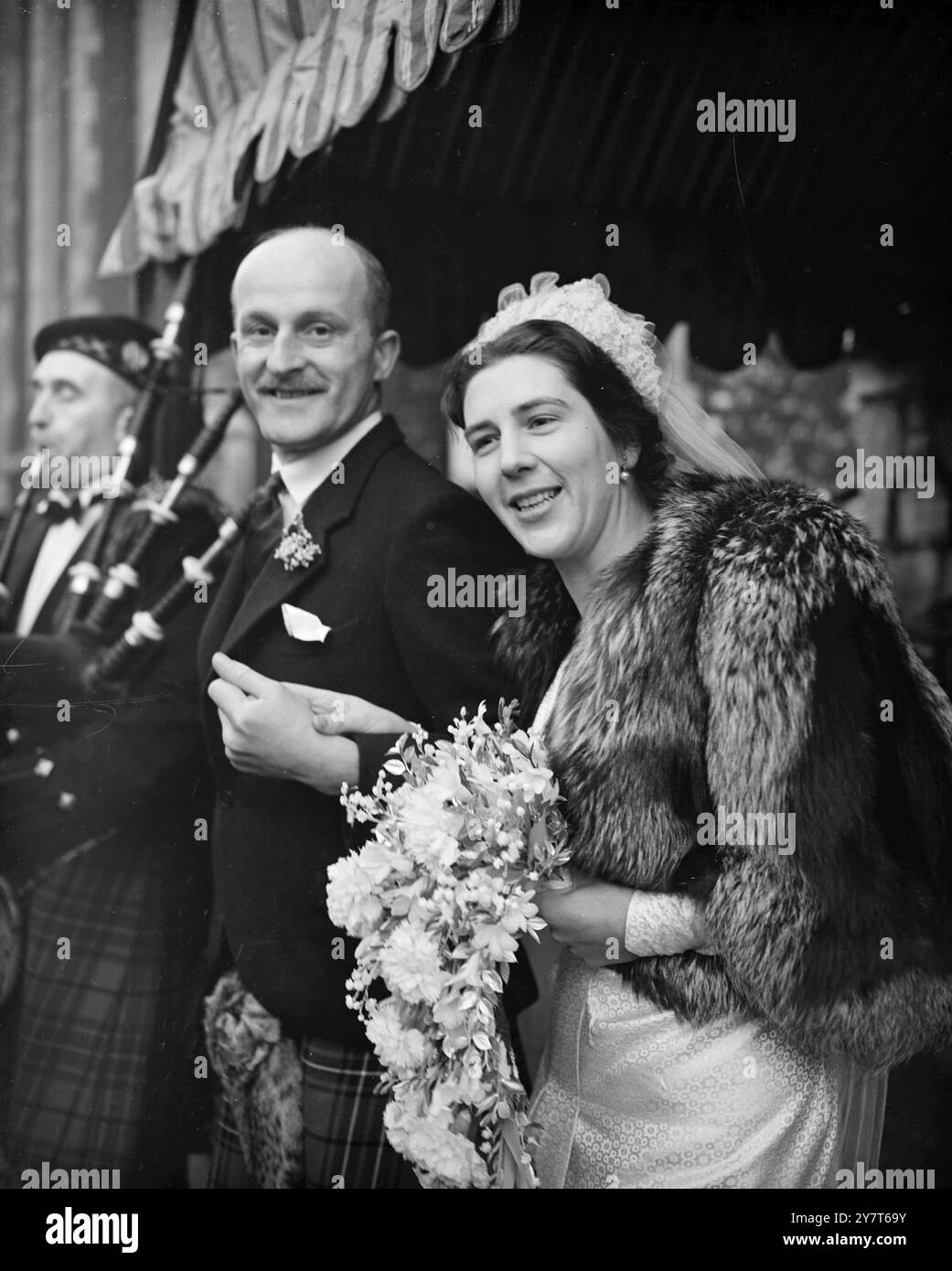 BRIDE WORE FURS Australian-born Miss Betty Goold-Adams, daughter of the former Governor of ...