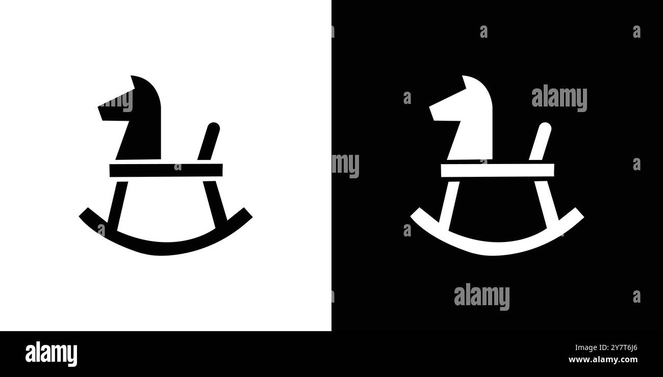 toy horse rocking chair icon vector line logo mark or symbol set ...