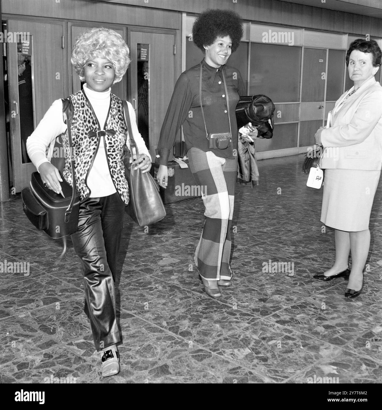 London: ( lleft to right) Cynthia Robinson and Rose Stone , members of ...