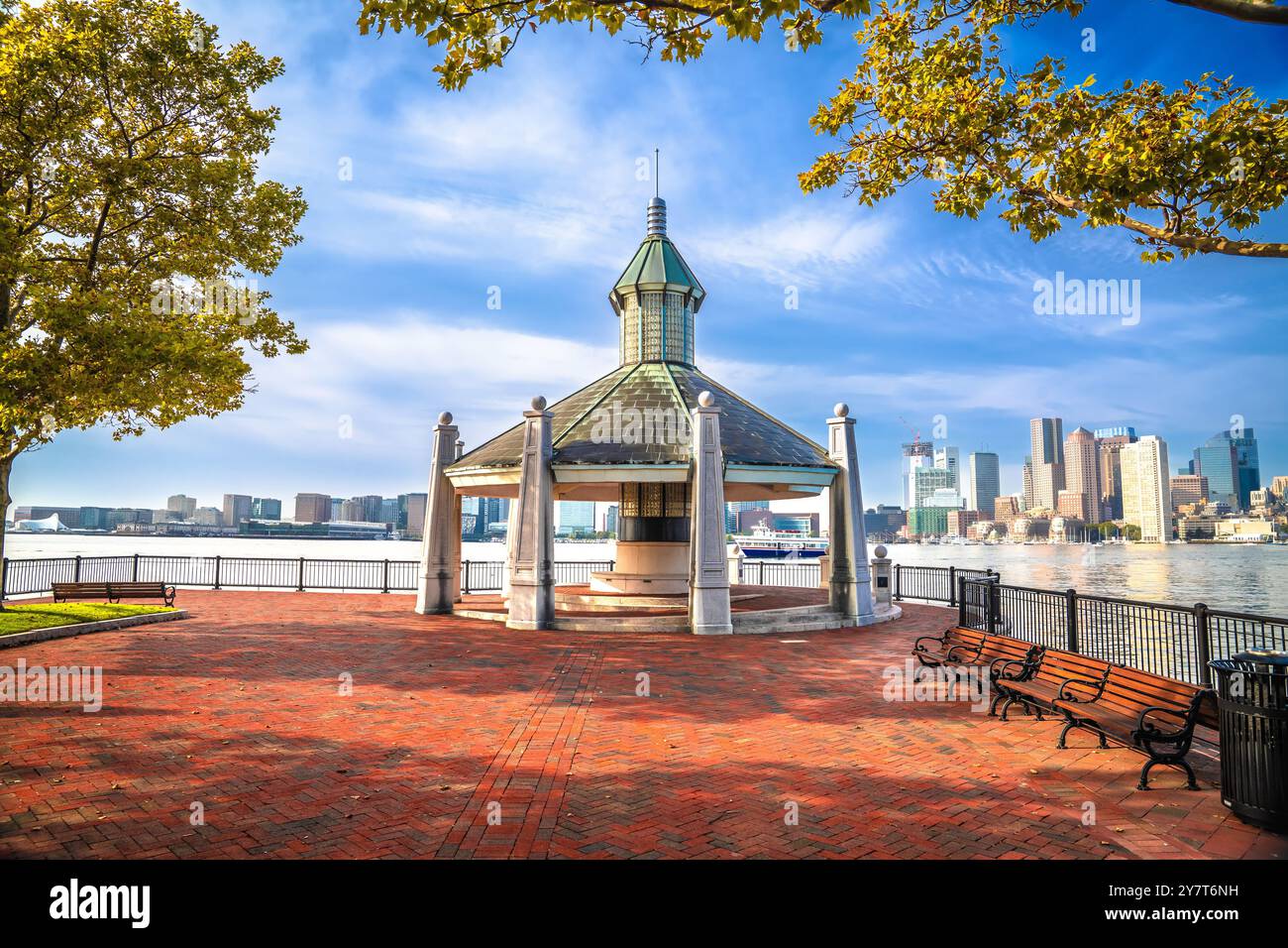 Piers park in East Boston waterfront view from Massachusetts, USA Stock ...
