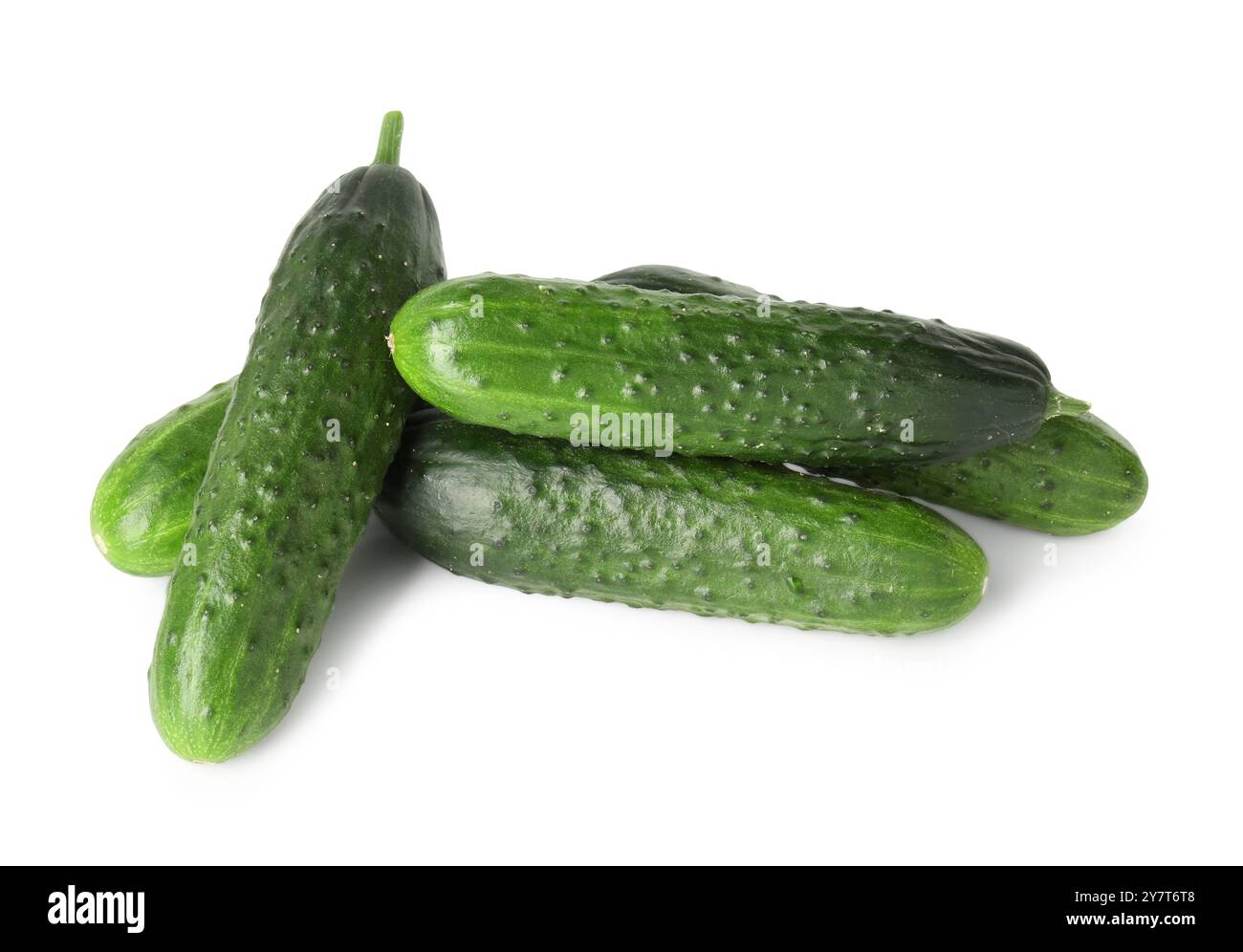 Pile of fresh cucumbers isolated on white, above view Stock Photo - Alamy