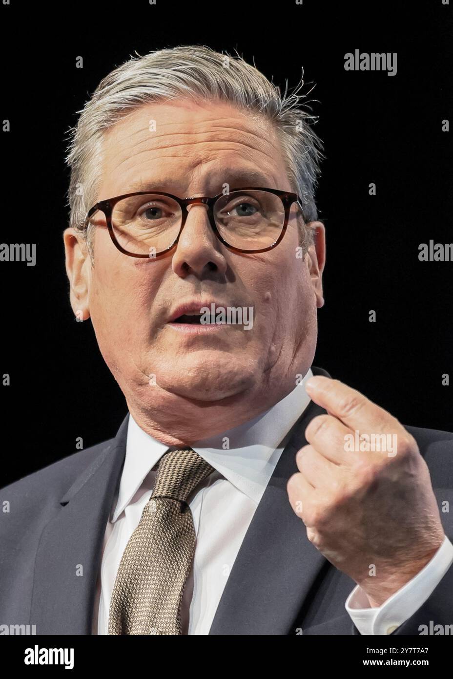 Sir Keir Starmer, Prime Minister of the United Kingdom, close up face ...