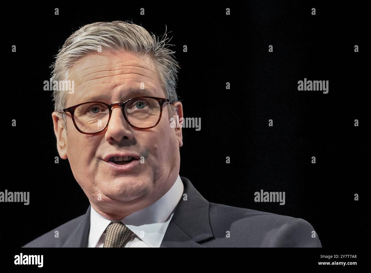 Sir Keir Starmer, Prime Minister of the United Kingdom, close up face ...