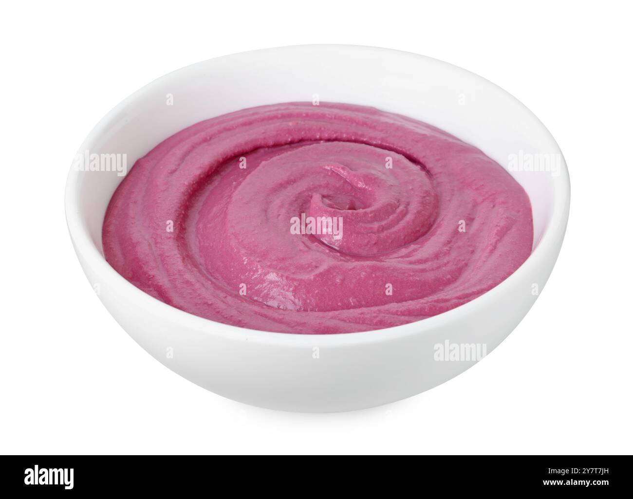 Tasty beetroot hummus in bowl isolated on white Stock Photo - Alamy