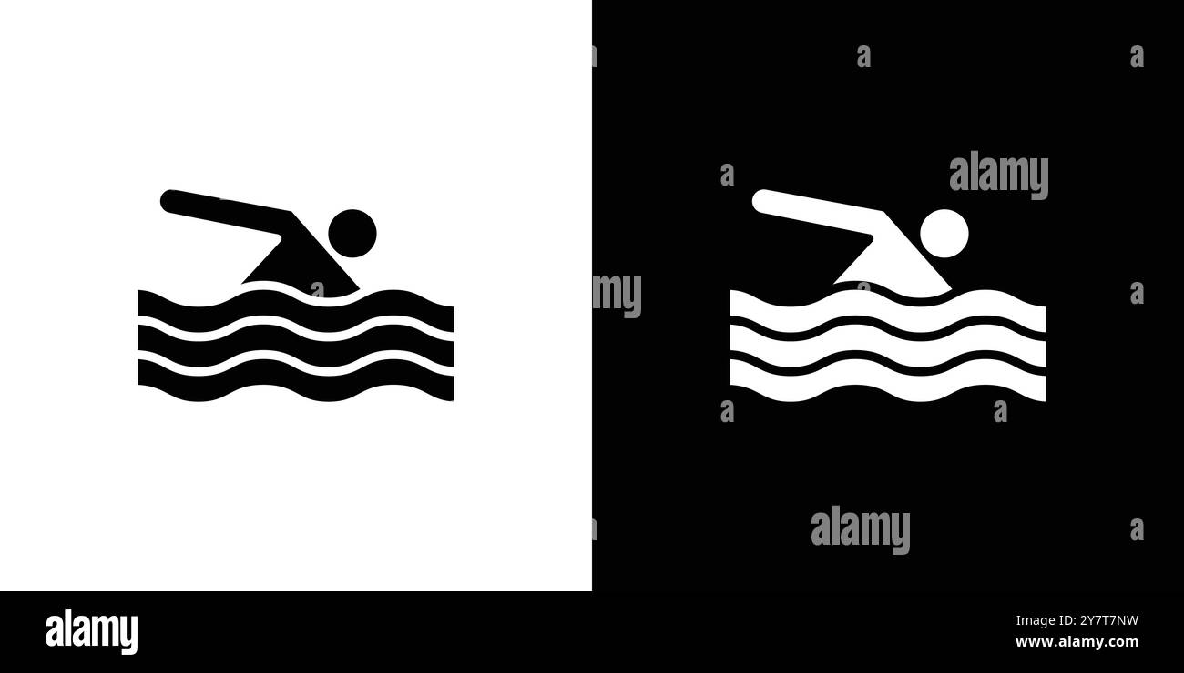 swimming icon vector line logo mark or symbol set collection outline ...