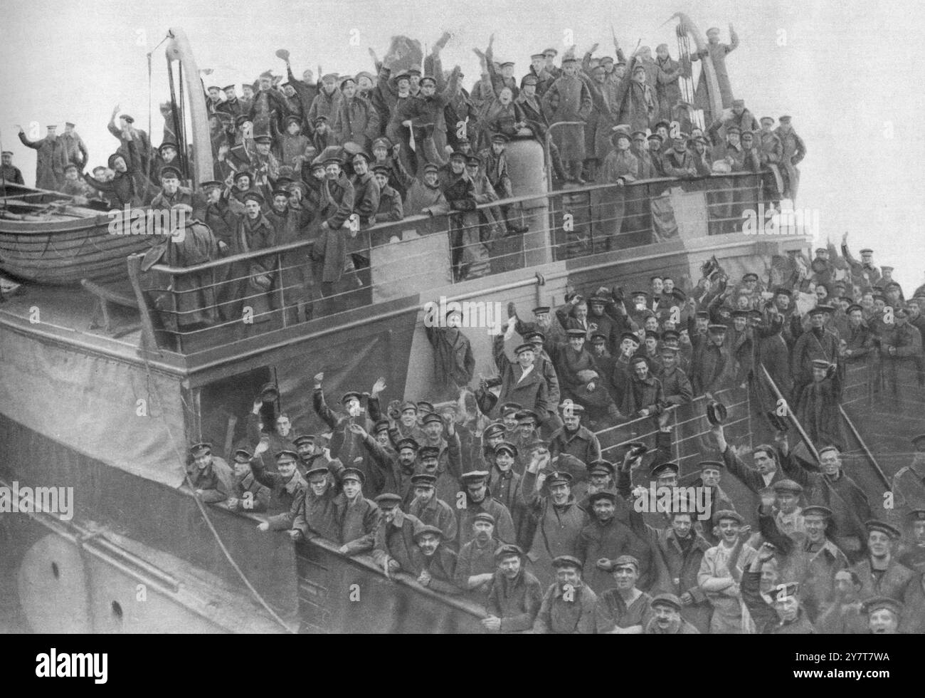 " Good old blighty ! " A cheering crowd of repatriated British ...