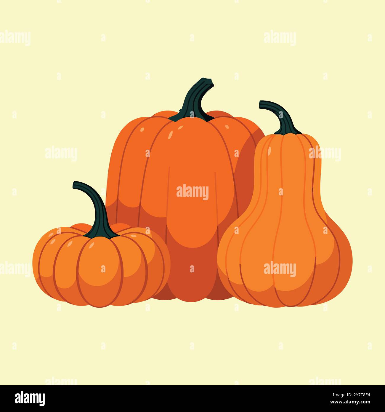 Set of pumpkins in various shapes sizes and colors Stock Vector Image ...