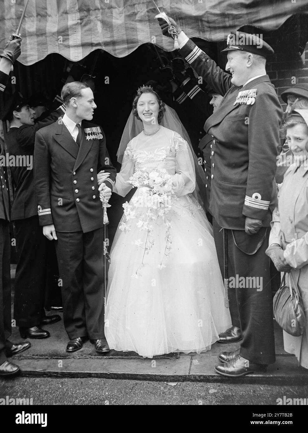 CRINOLINE BRIDE FOR IRONSIDE 'S SON 29 April 1950 Wearing a crinoline ...