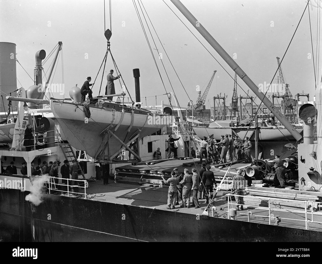TROOPS LOAD YACHTS FOR TRANSATLANTIC RACE. 28 April 1950 Owing to the ...