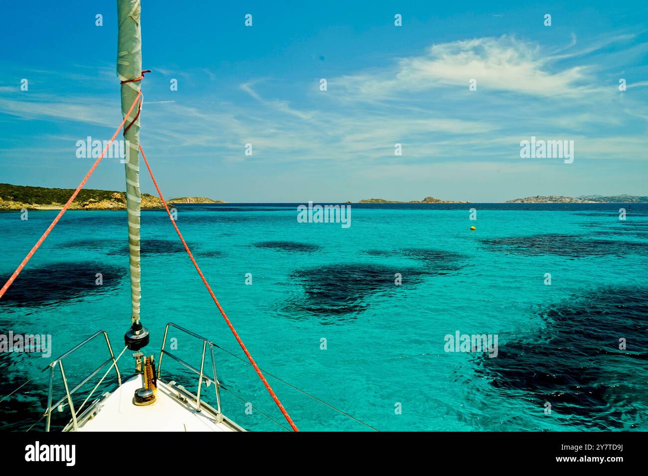 The transparent waters of Cala Santa Maria on the island of the same ...