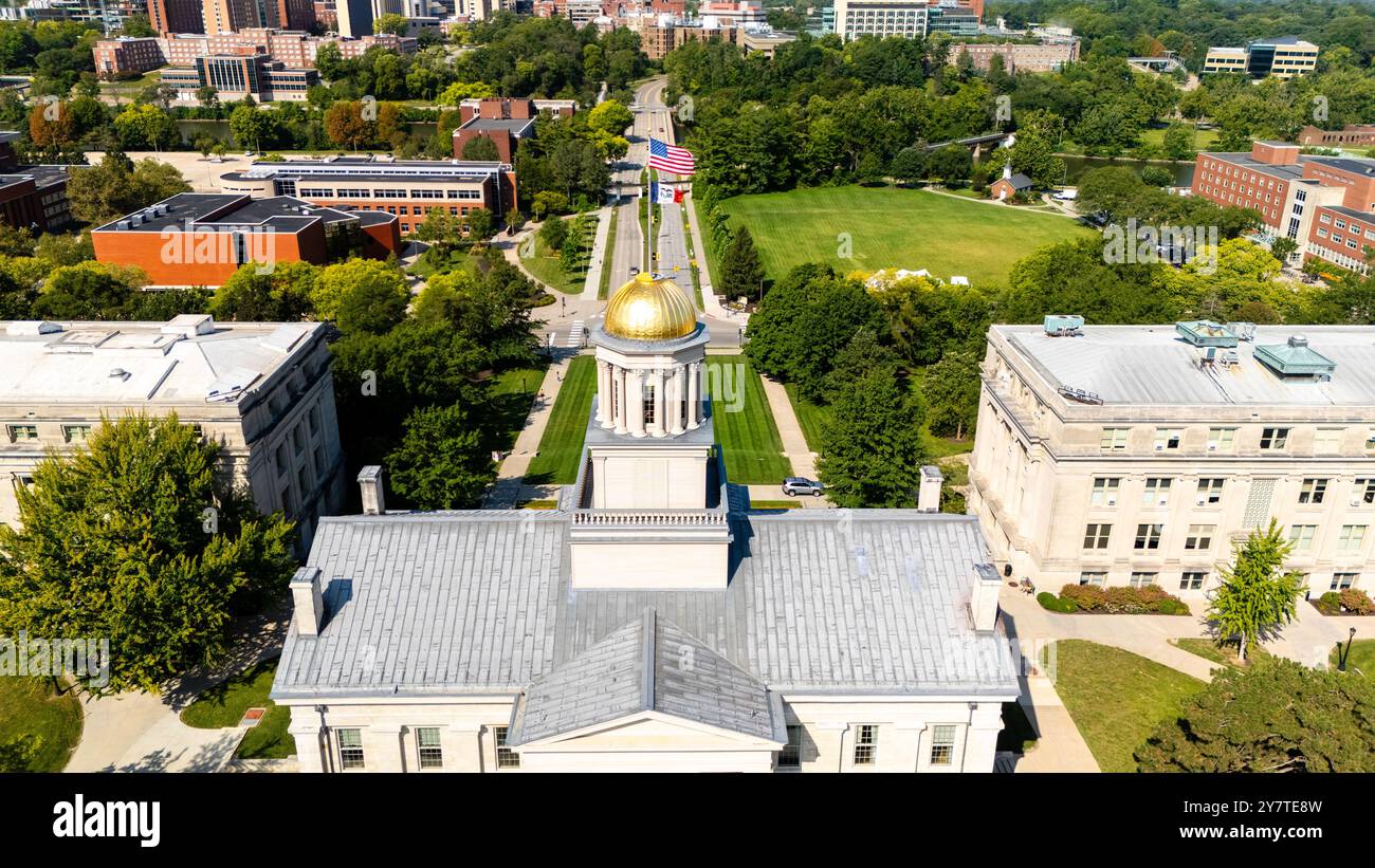 Aerial photograph of the Old Capitol Building, the former Iowa ...
