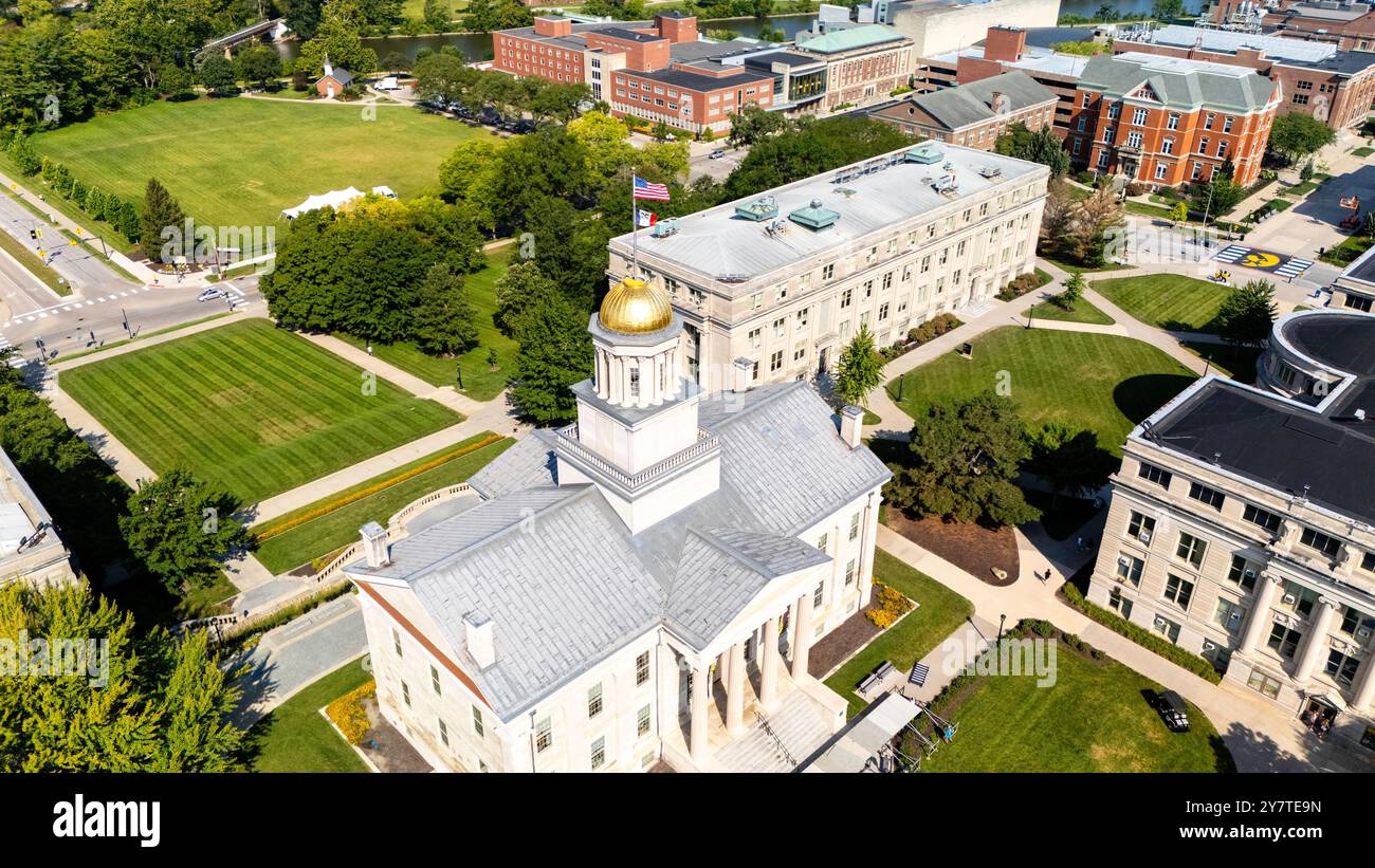 Aerial photograph of the Old Capitol Building, the former Iowa ...