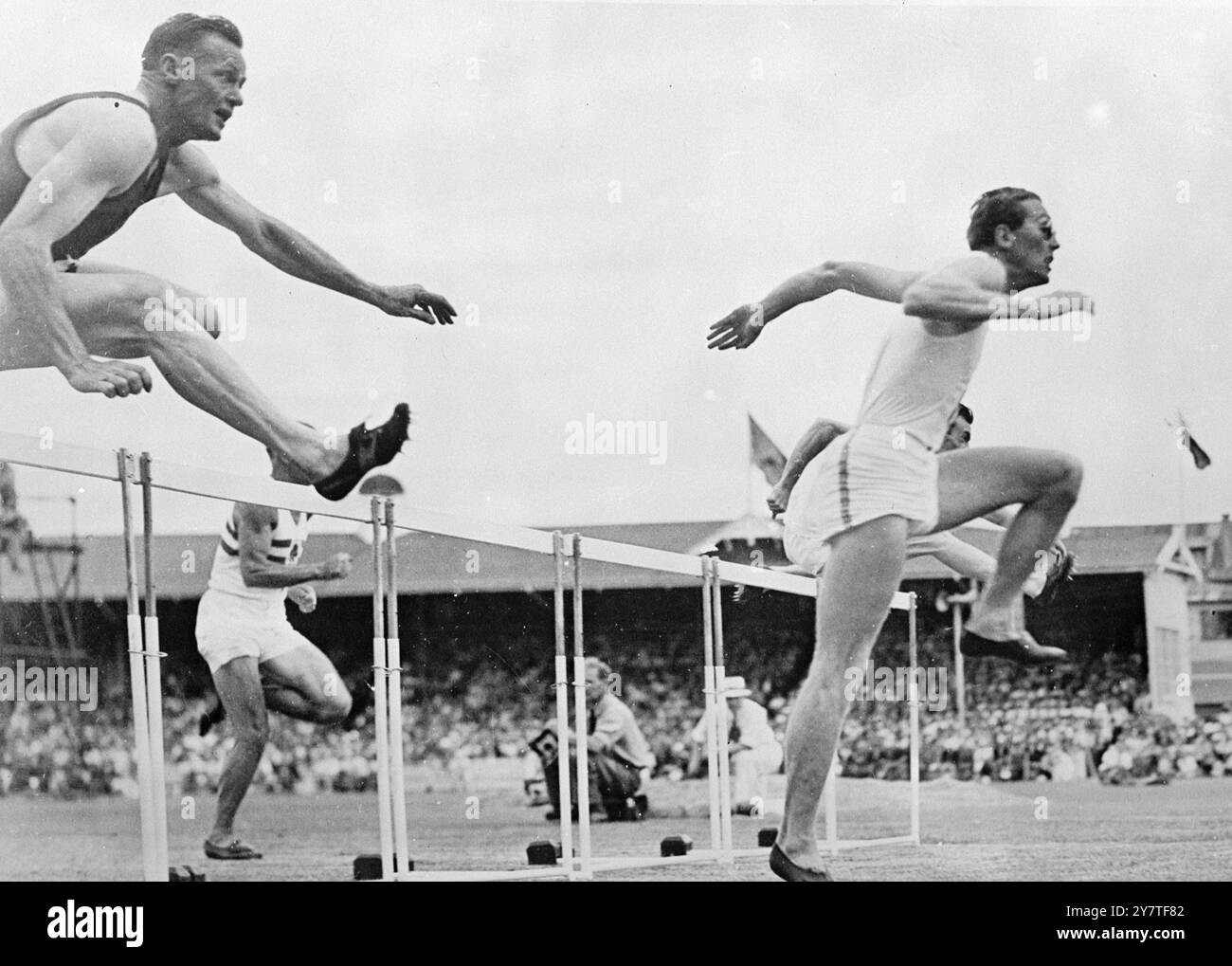 MUSCLE STRAIN AT THE HURDLES 15 February 1950 Iron hard muscles strain ...
