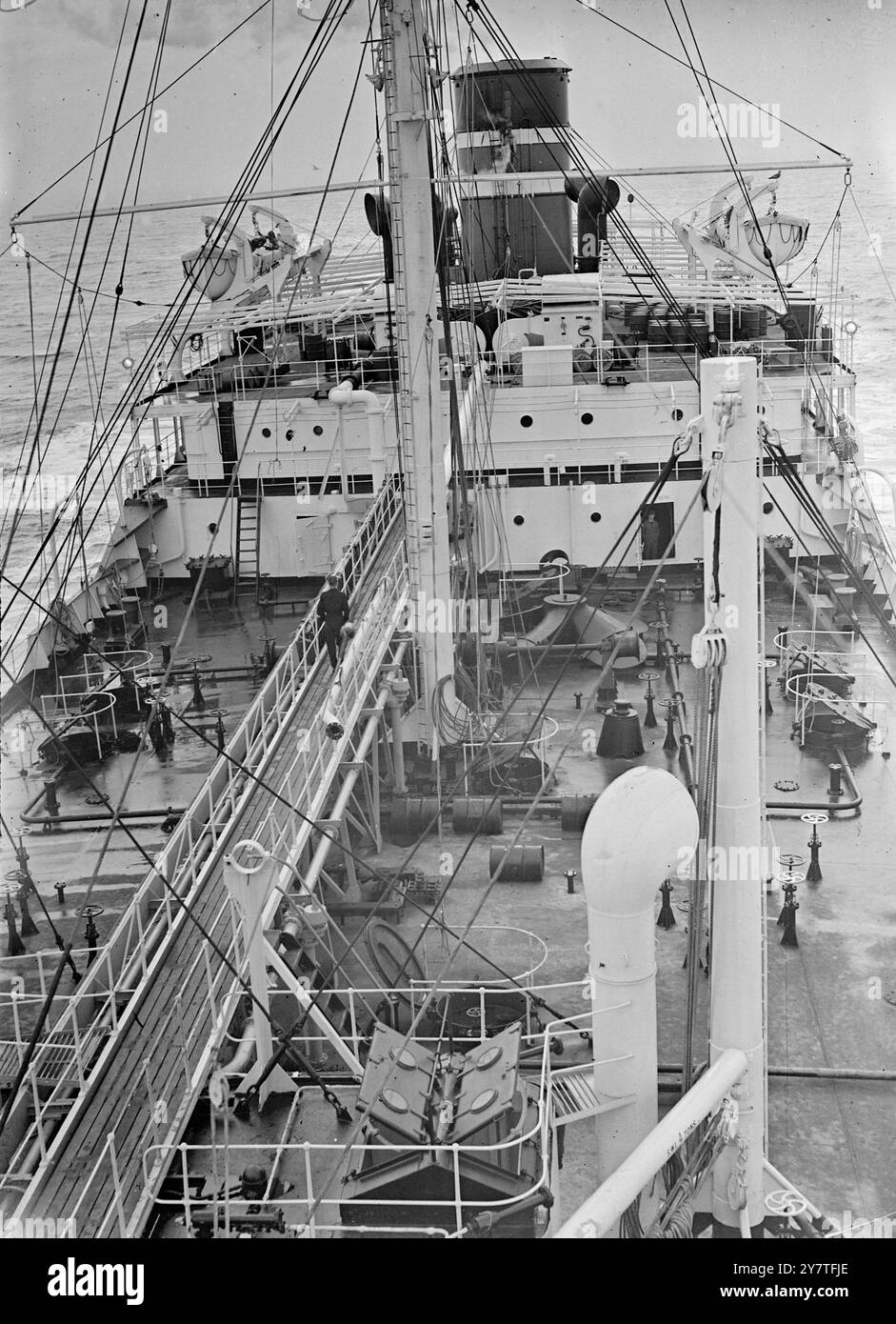 NEW TANKER ON TRIALS8 February 1950 View, looking aft during trials in ...