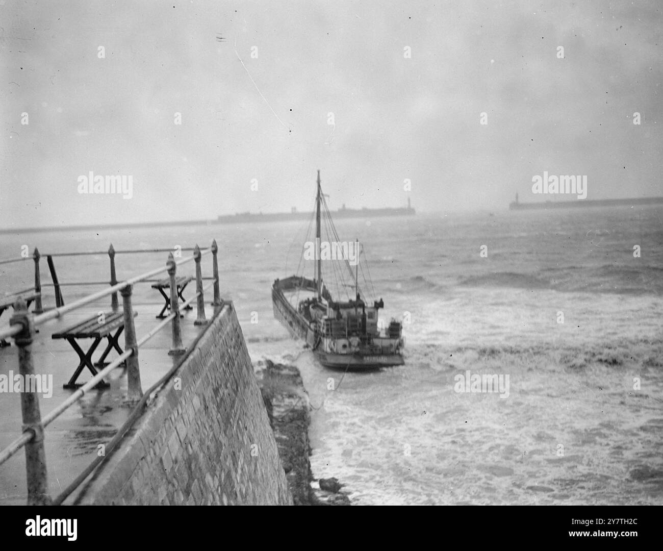 COASTER DRIVEN ASHORE IN GALE AT DOVER The 250-ton British coastal ...