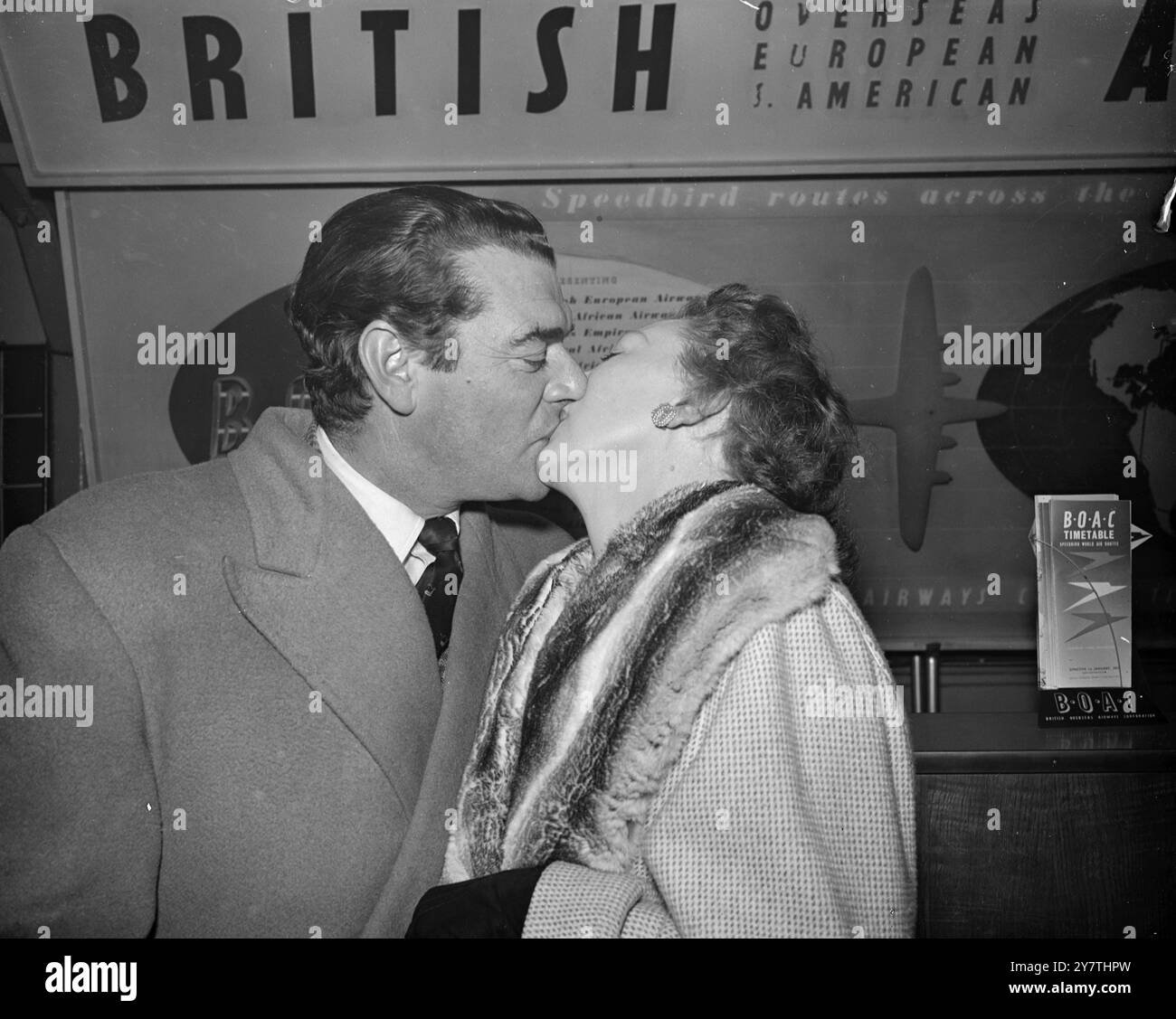 Actor Jack Hawkins gets a good luck kiss from his wife at London ...