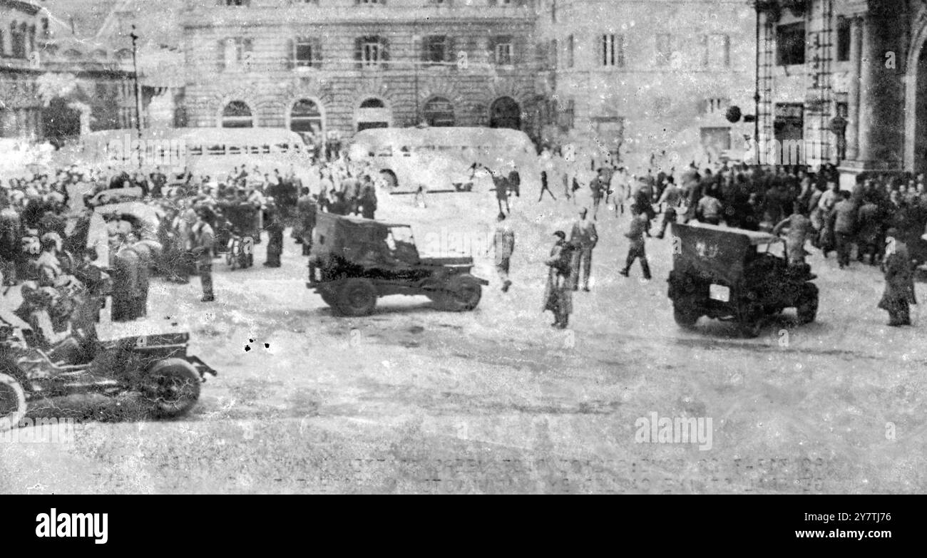 Rome : Police break-up communist strike meeting . Water hoses were used ...