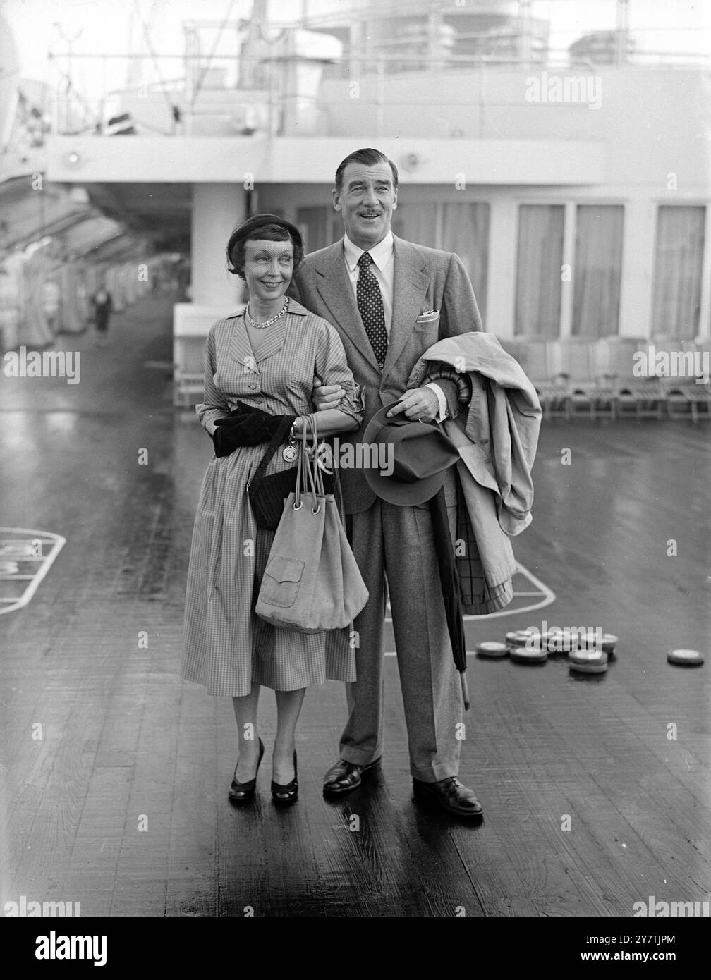 Actor Walter Pidgeon and his wife seen on their arrival in Southampton ...