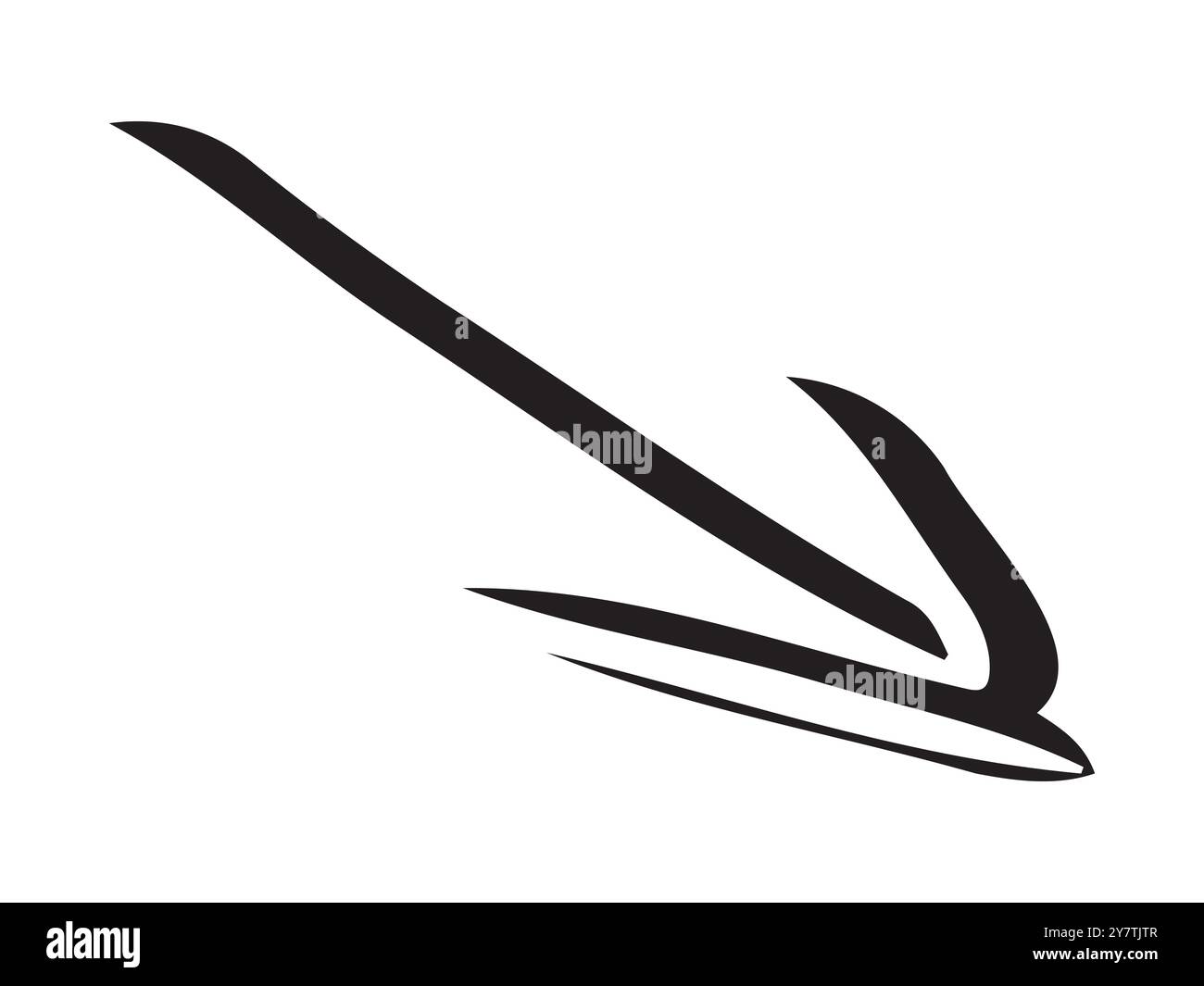 Hand-drawn straight volumetric black arrow isolated on a white ...