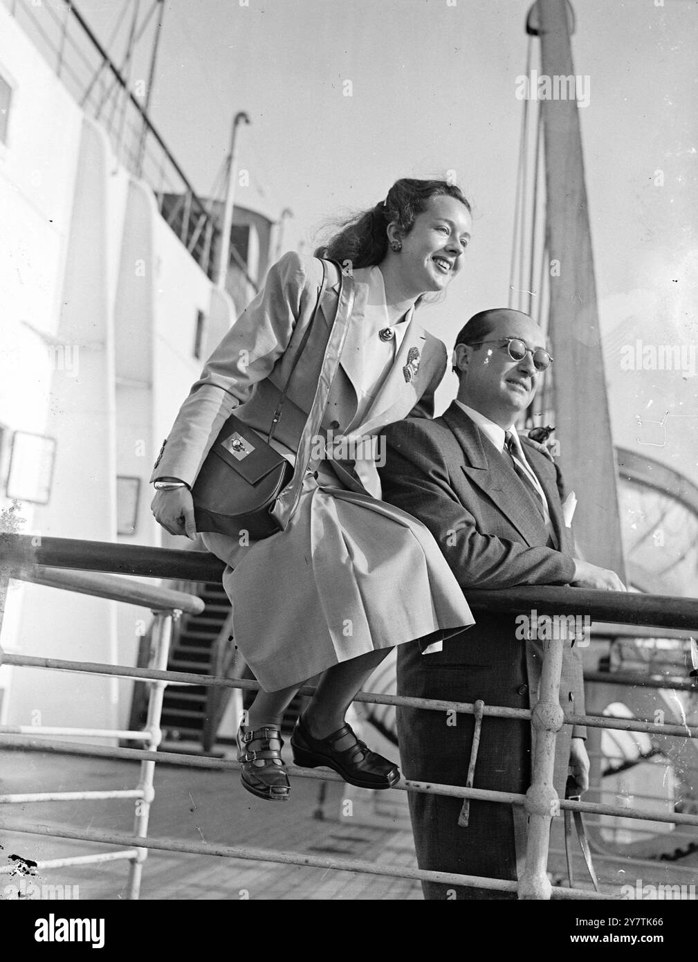 Peggy Moran , Hollywood film actress , on arrival at Southampton aboard ...