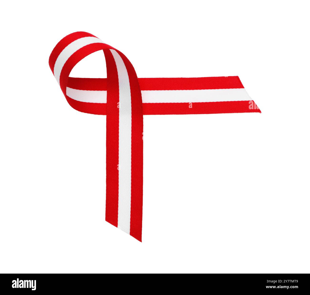 Ribbon in colors of Austrian flag isolated on white, top view Stock ...