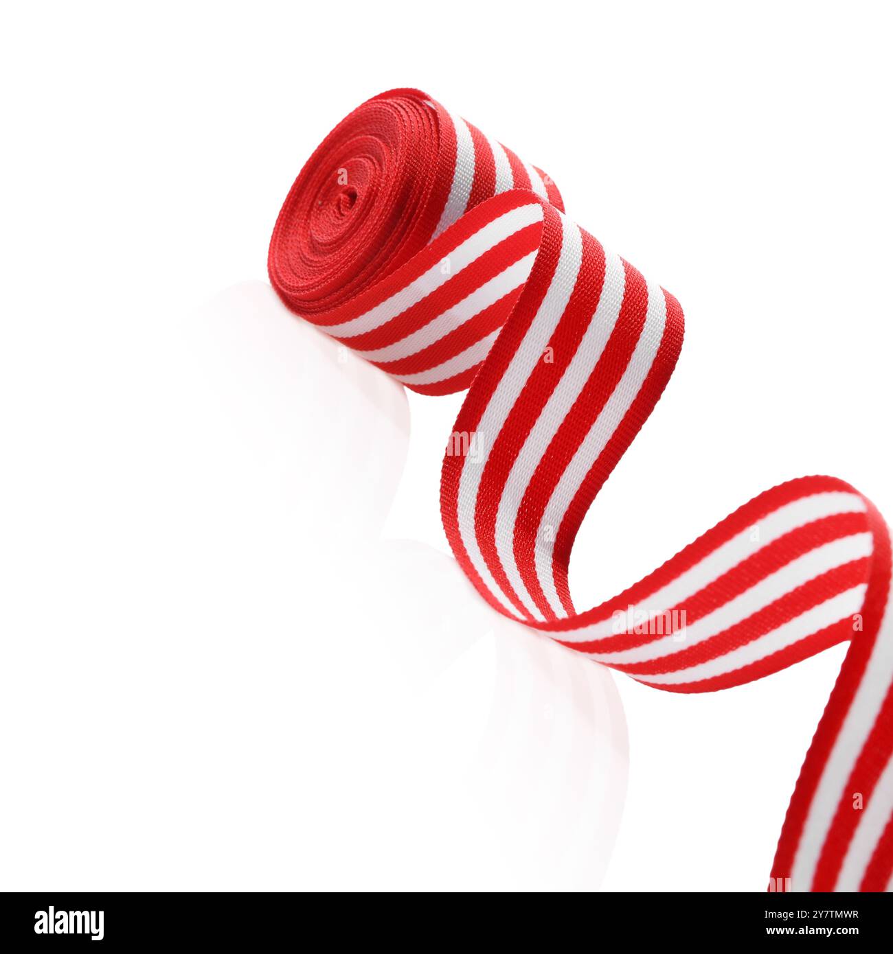 Roll of striped ribbon isolated on white Stock Photo - Alamy