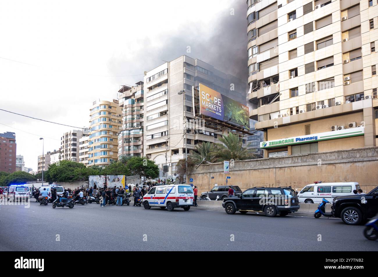 Beirut, Lebanon. 01st Oct, 2024. The area of Jnah, as seen few minutes ...