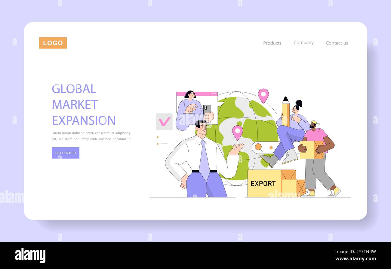 Global Market Expansion concept. Entrepreneurs interacting over a world ...