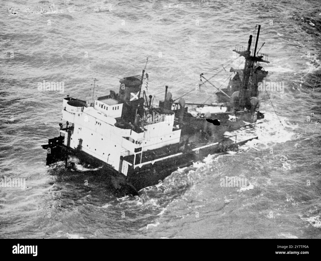 LIBERTY SHIP CUT IN TWO OFF FRENCH COAST. Twenty four members of the ...