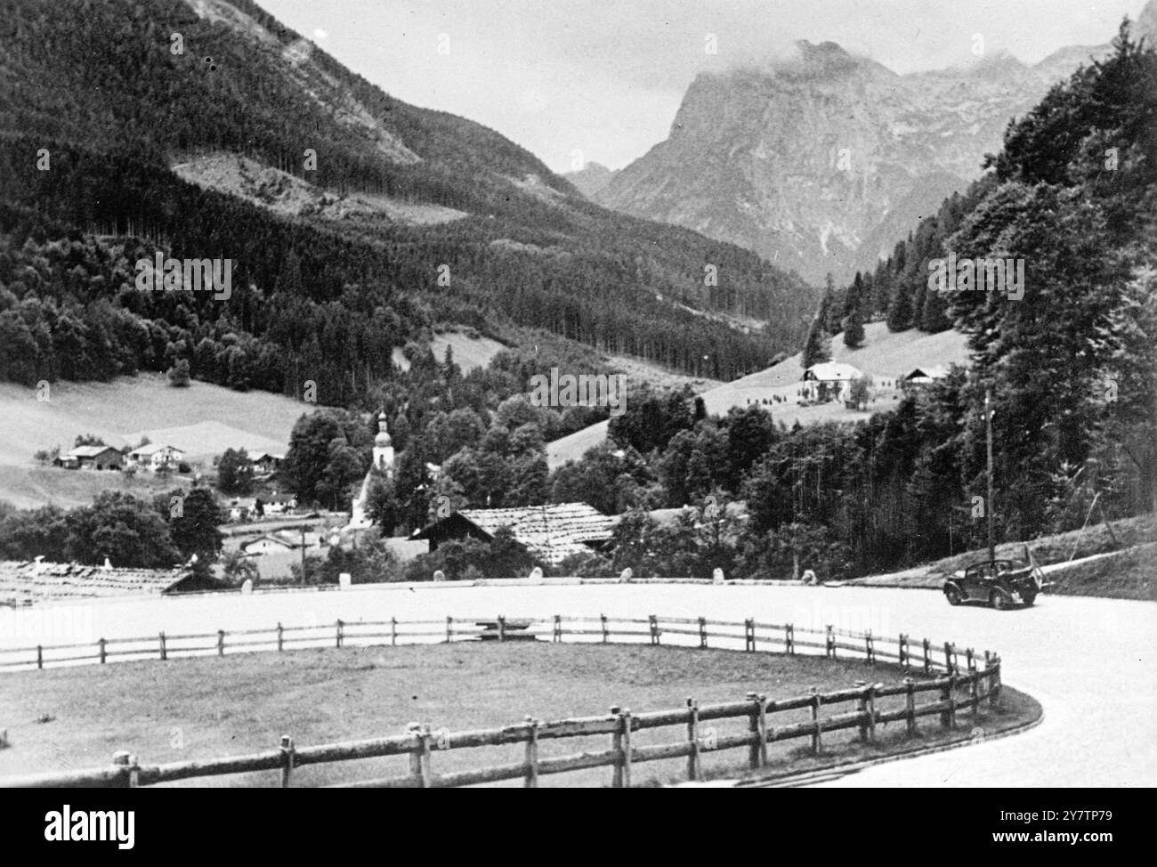 Photo Shows: The road up the pass through the German Alps. Watzmann in ...