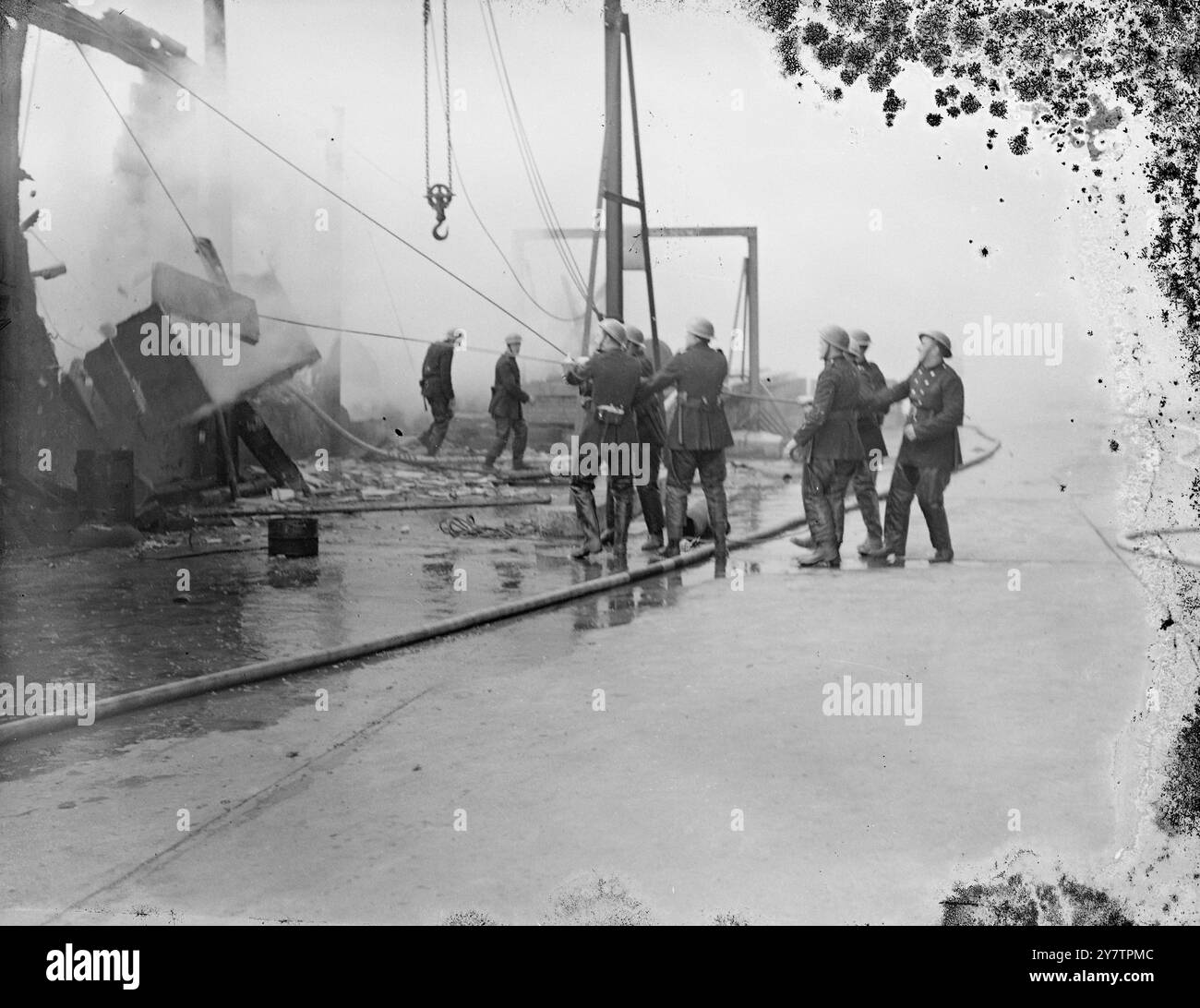 Fire at the Ever ready factory in Walthamstow ,London 1946 Stock Photo ...