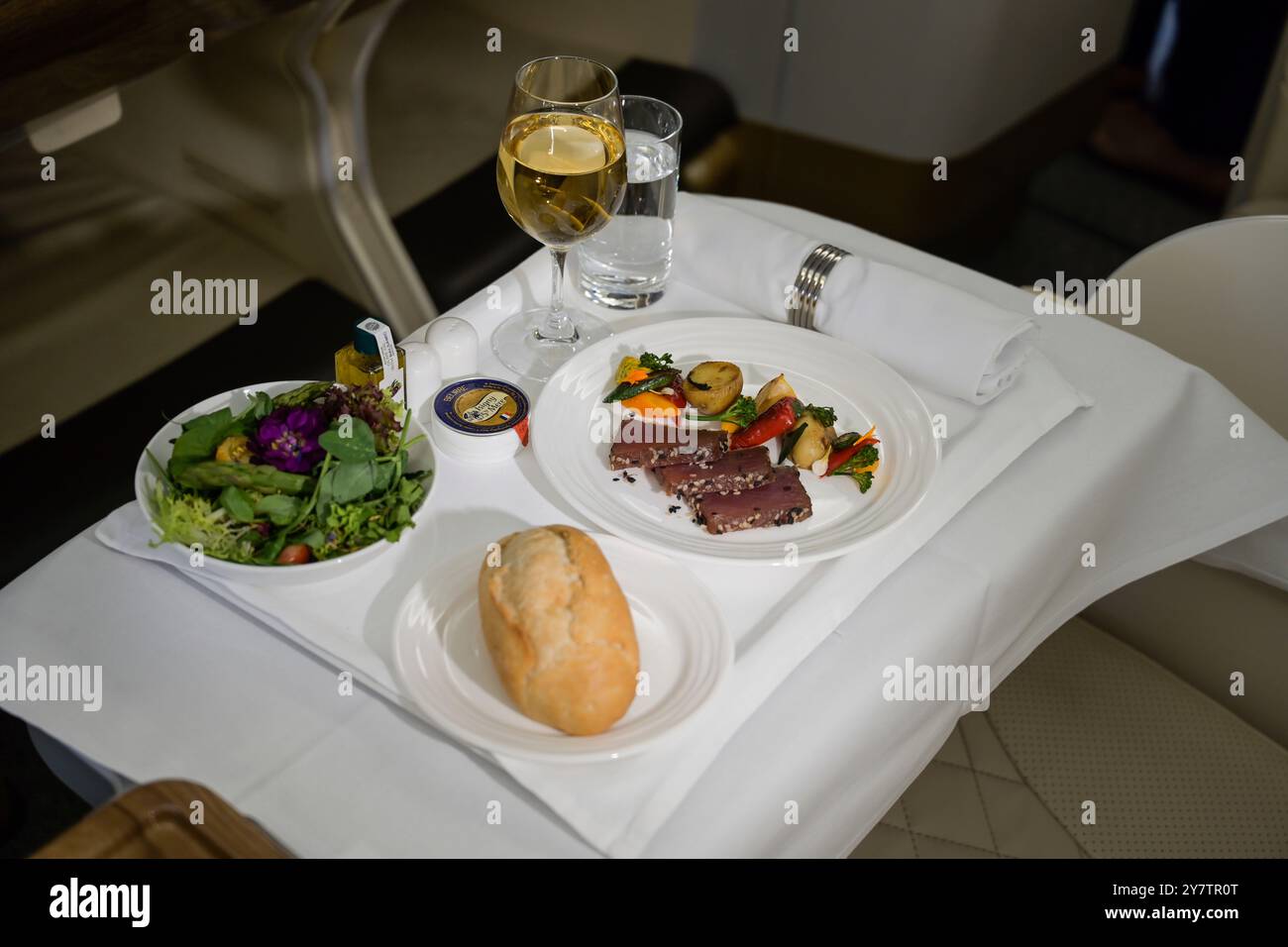 appetizer, food, business class, Emirates Airbus A380, Vorspeise, Essen ...