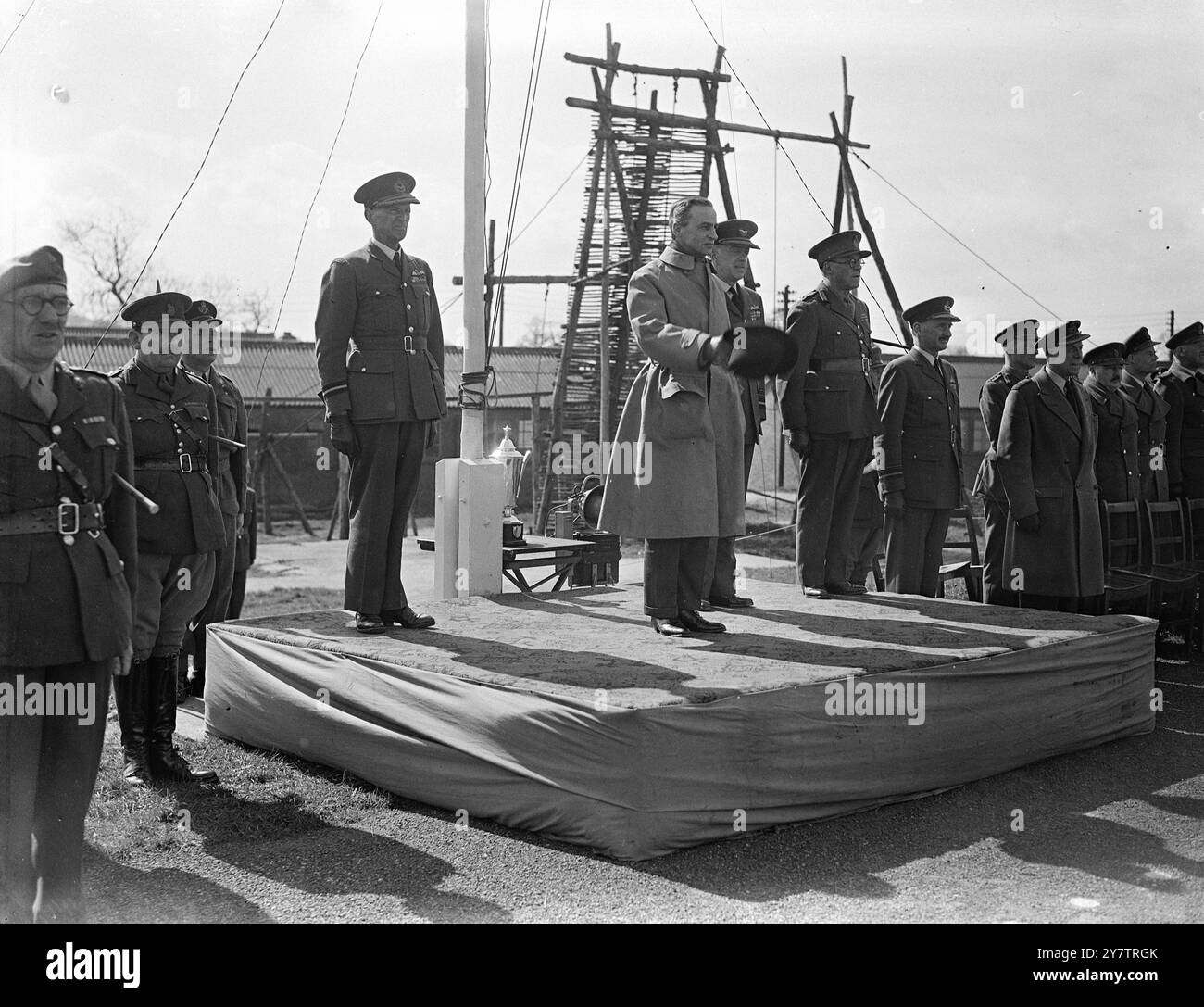Sir Archibald Sinclair at the saluting base with senior officers during ...