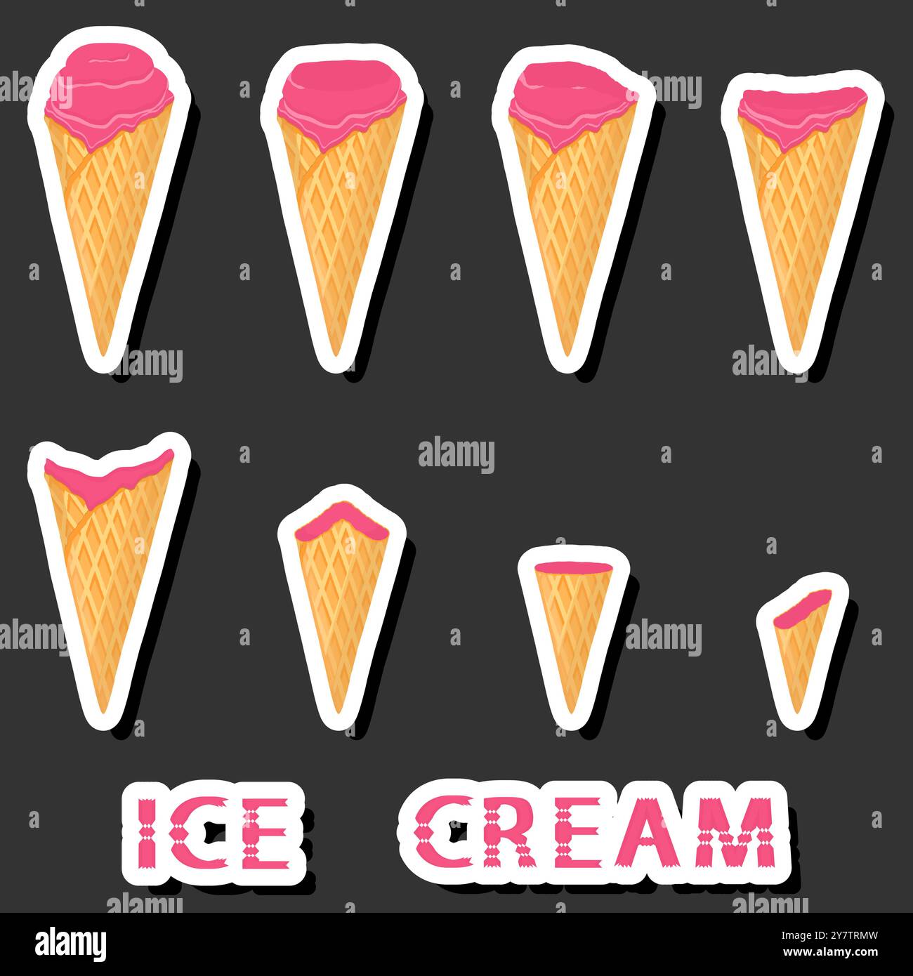 Big colorful set different forms natural dessert ice cream of ...