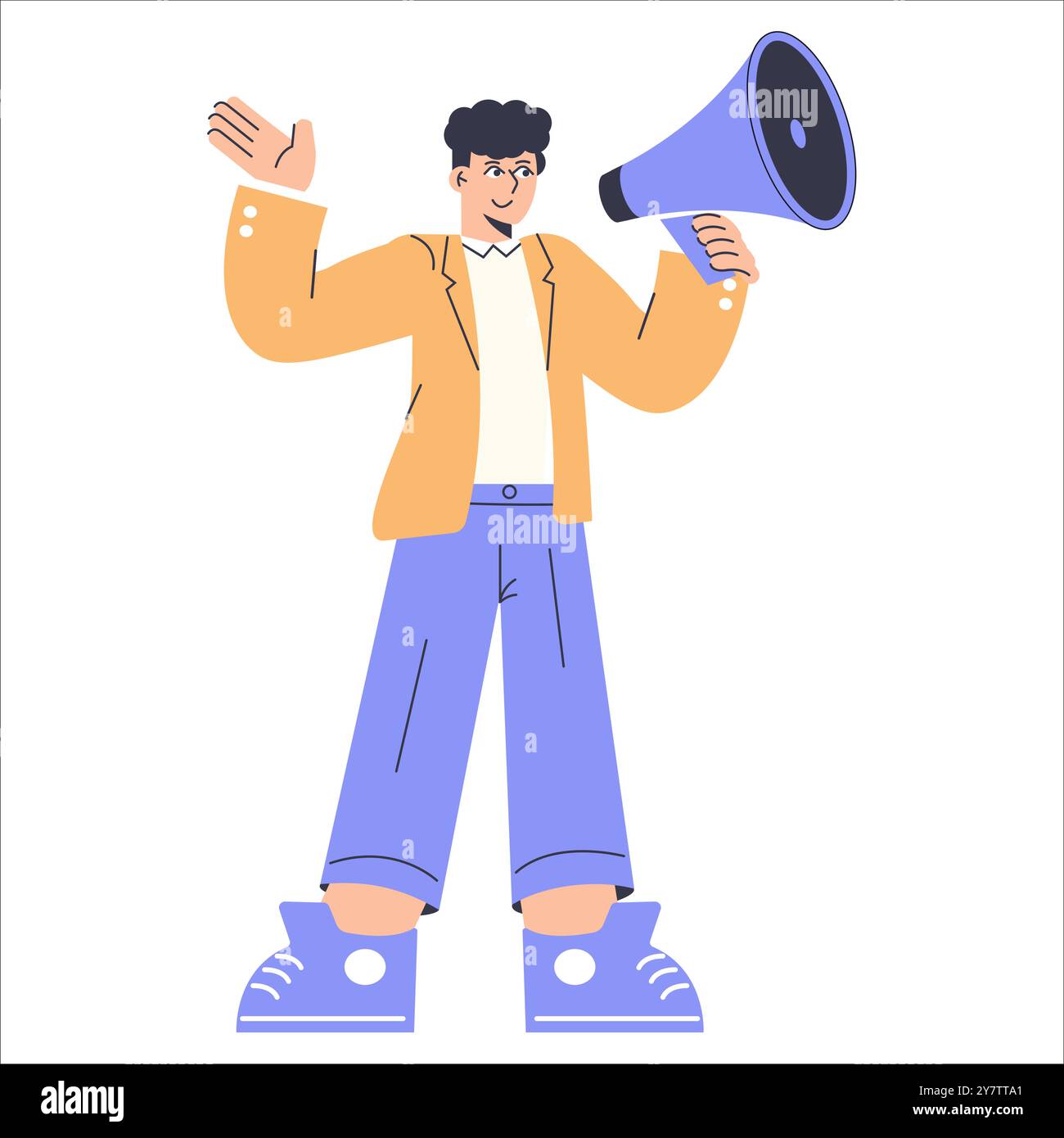 Inclusive leadership concept. An animated diverse businessman with a ...