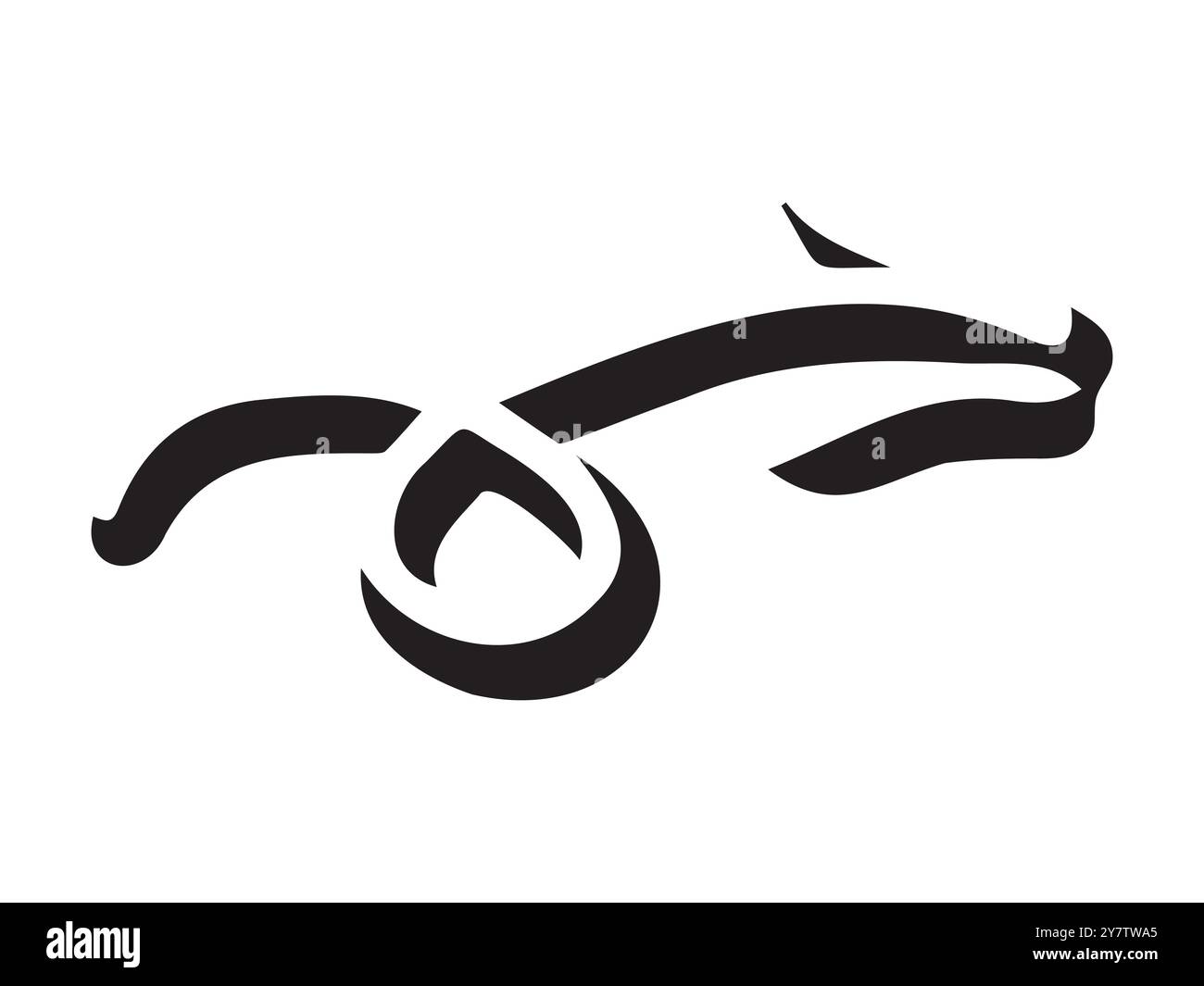 Hand-drawn curved volumetric black arrow isolated on a white background ...