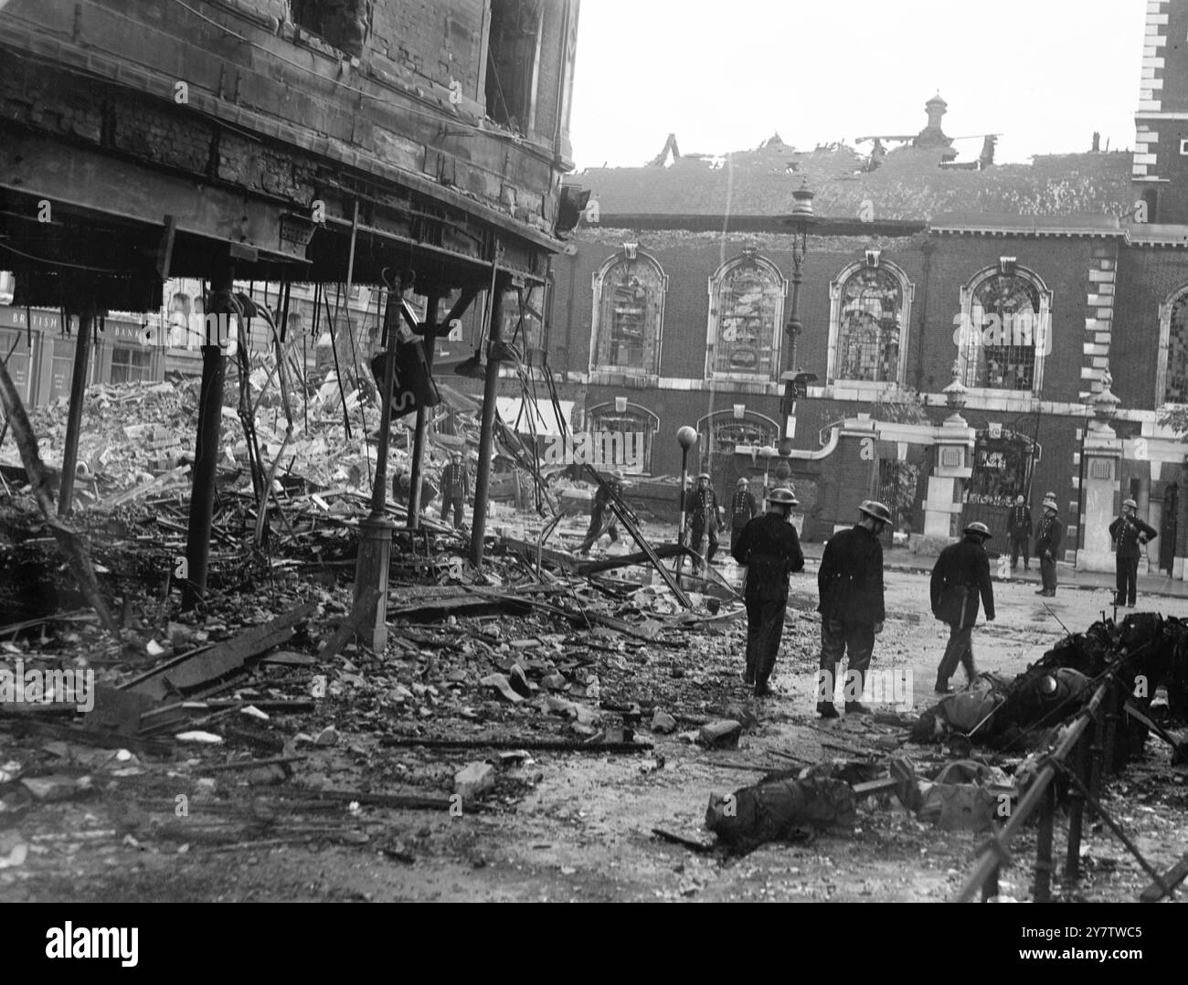 SHOPS DAMAGED IN NIGHT RAID Photo Shows: Debris from damaged shops and ...