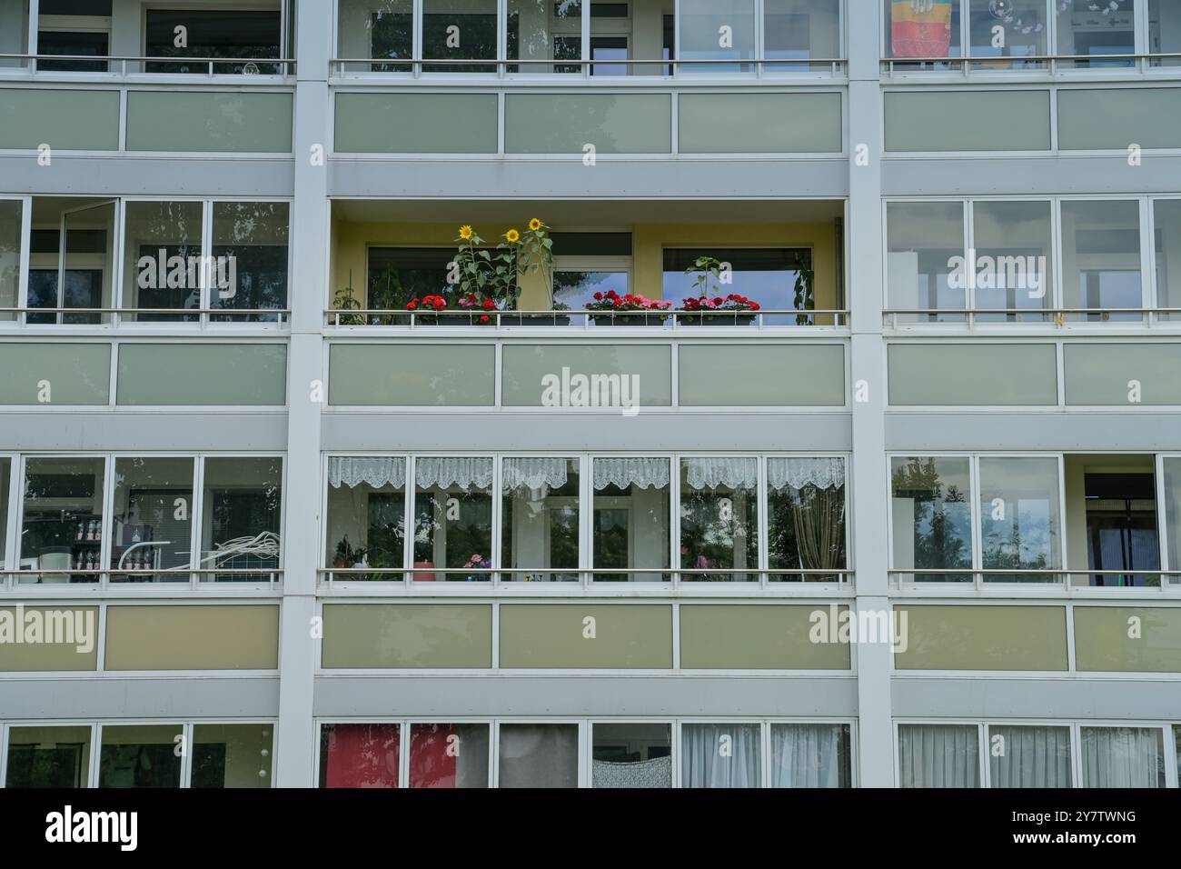Balconies, renovated prefabricated building, Frankfurter Allee ...