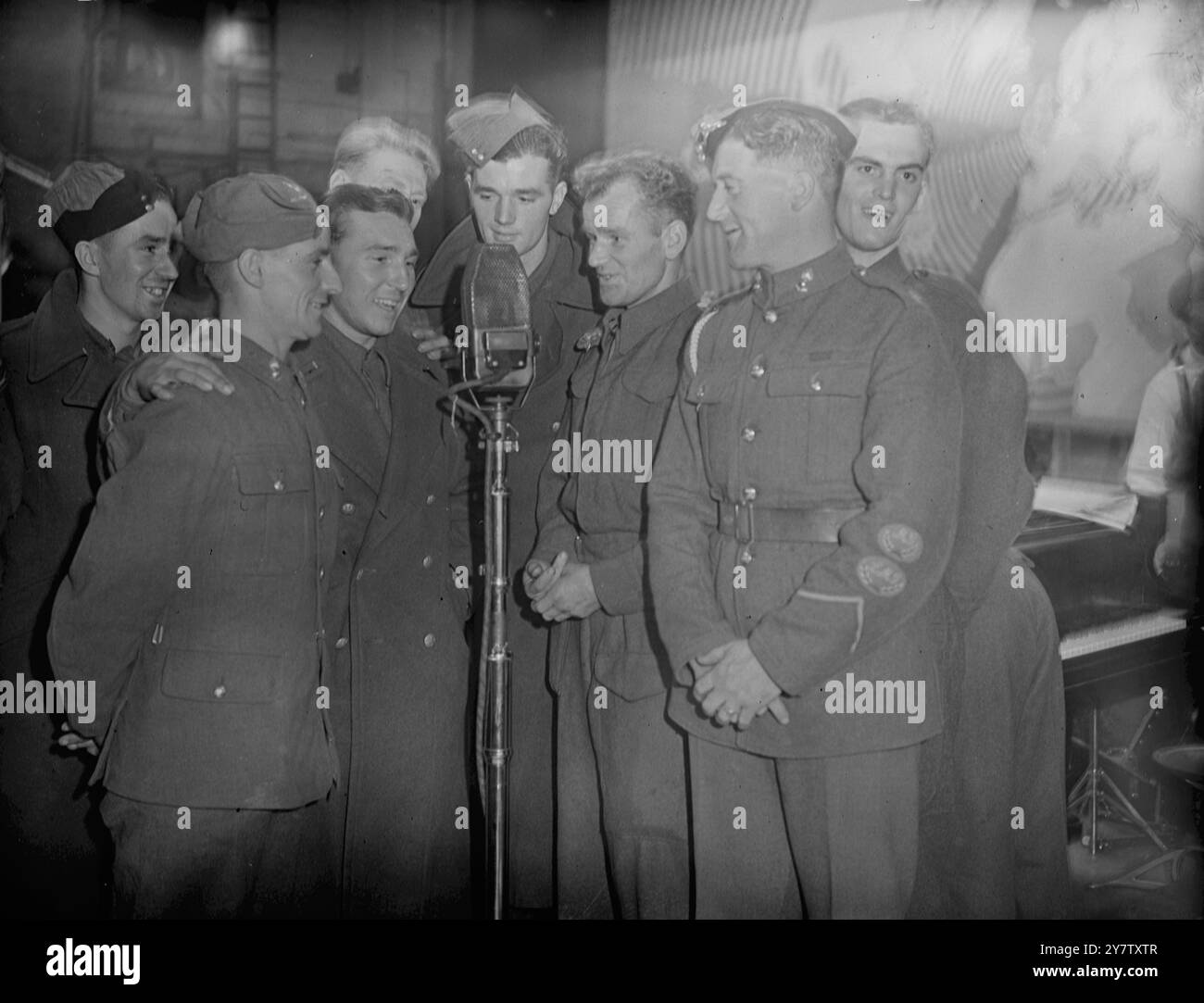 MEN FROM TOBRUK IN LONDON BROADCAST TO THE LIBYAN GARRISON. Photo Shows ...
