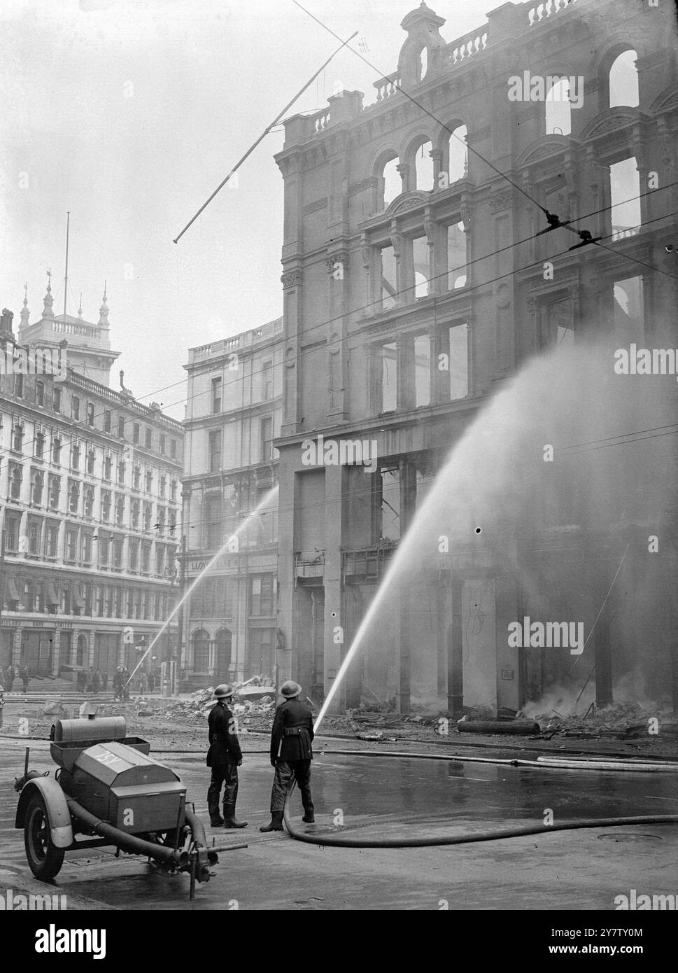 LONDON FIREMEN IN ACTIONWORST LONDON BLITZ SINCE NAZI ATTACK LAST ...