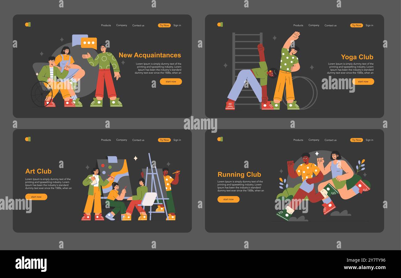 Engaging and vibrant illustrations showcasing a variety of club ...