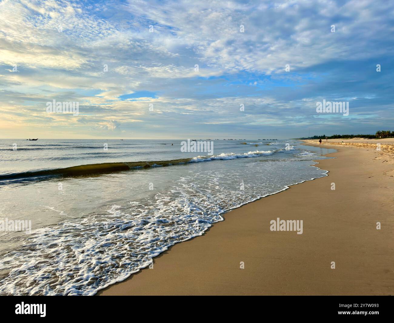 Beautiful beach with gentle waves at dawn. This is the beach at ...