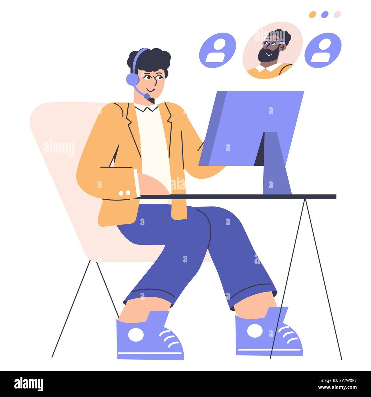 Diversity businessman concept. A professional man engages in a video ...