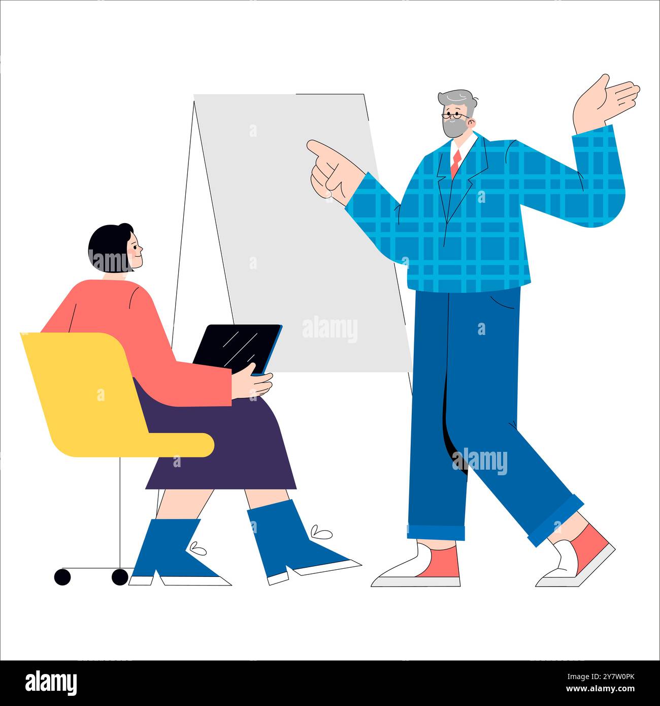 Experienced businessman presenting ideas to a young colleague ...