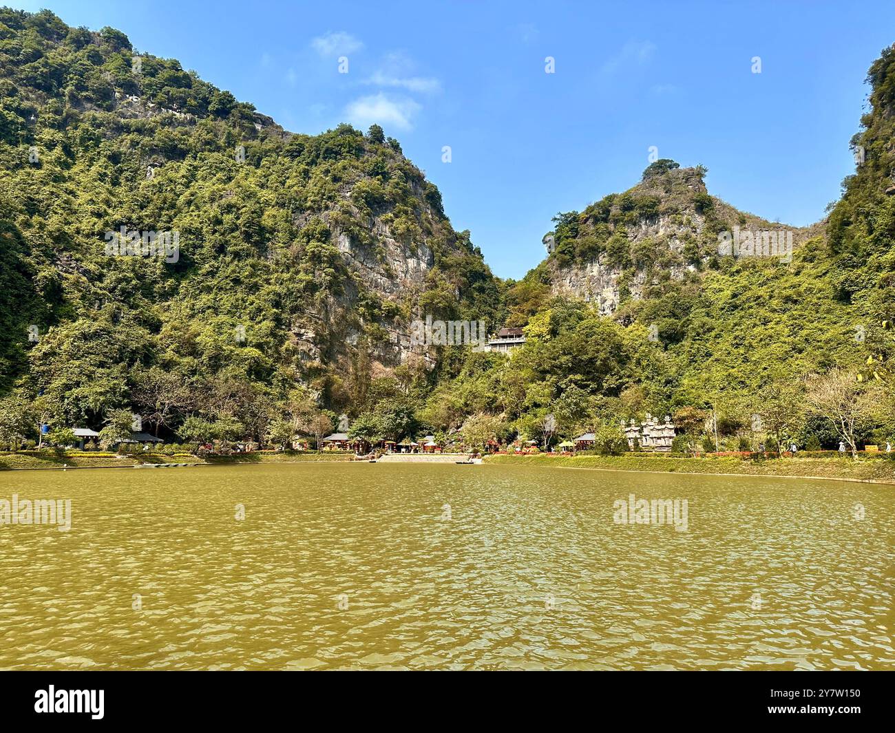 Beautiful scenery in Tuyet Tinh Coc Ninh Binh. The lake in the middle ...
