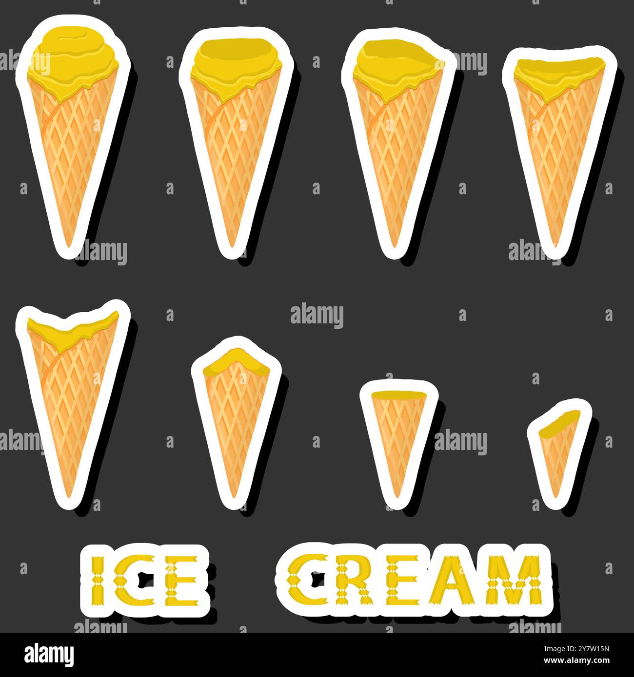 Big colorful set different forms natural dessert ice cream of ...