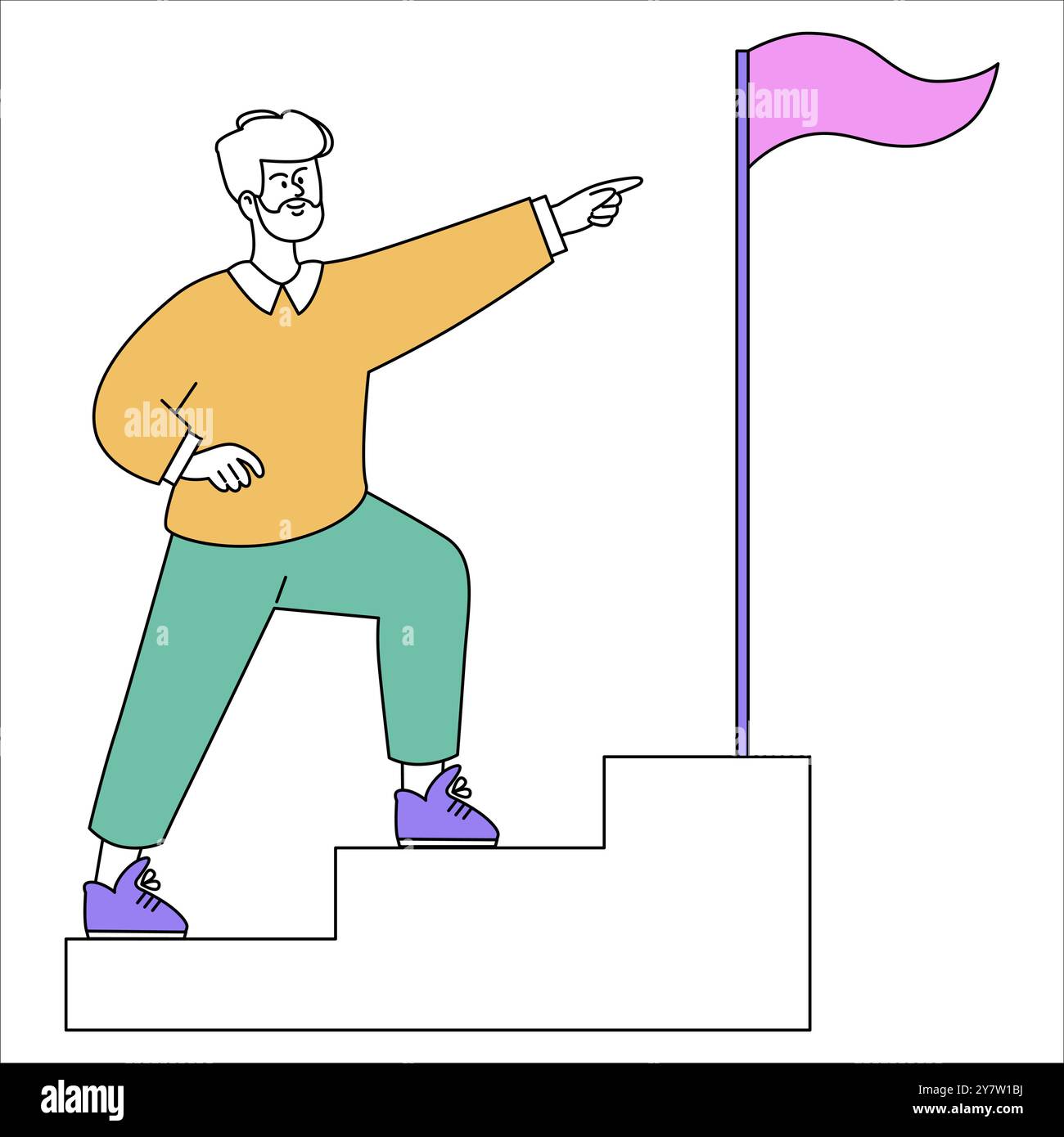 Businessman concept. Ascent to success and goal achievement ...