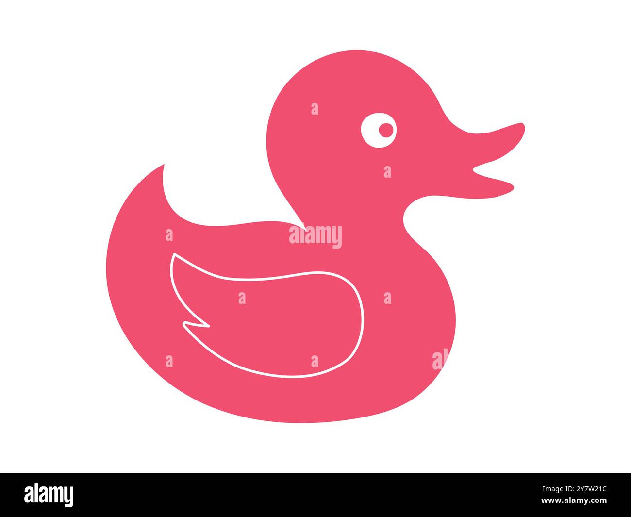 Red rubber duck isolated on white background. Flat cartoon illustration ...